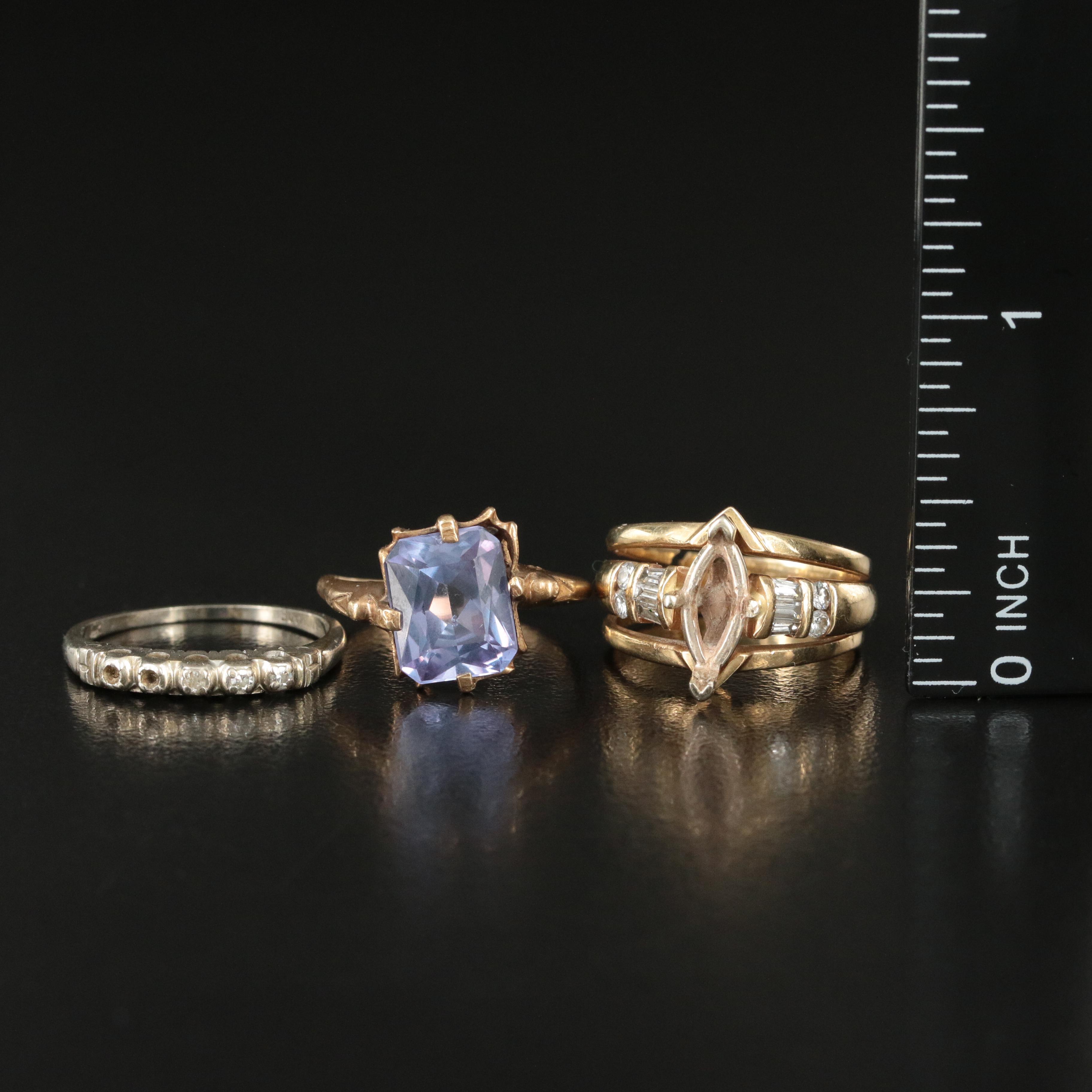 10K and 14K Scrap Rings Including Sapphire and Diamonds | EBTH