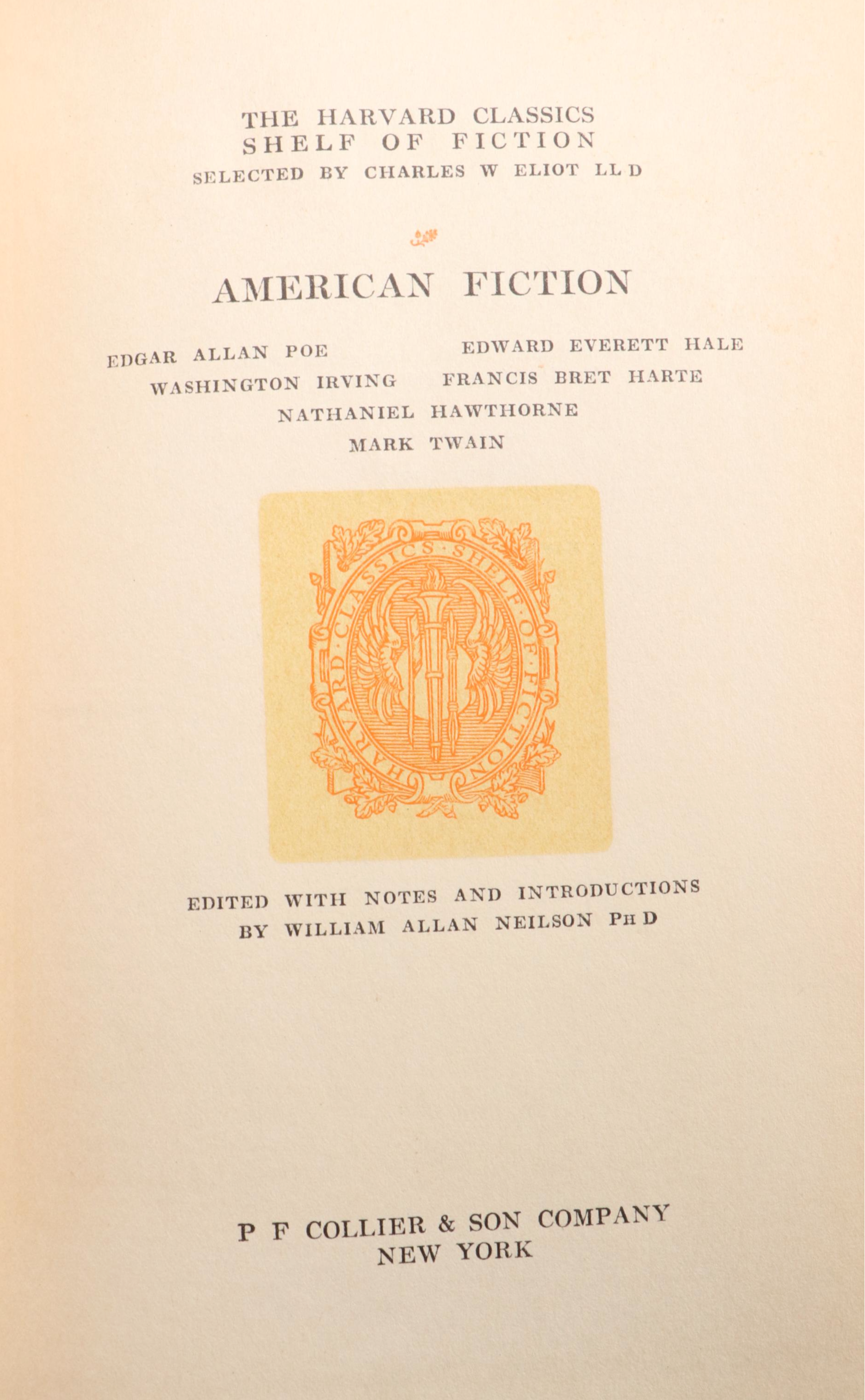 "The Harvard Classics Shelf of Fiction" Twenty-Volume Set, Early 20th ...