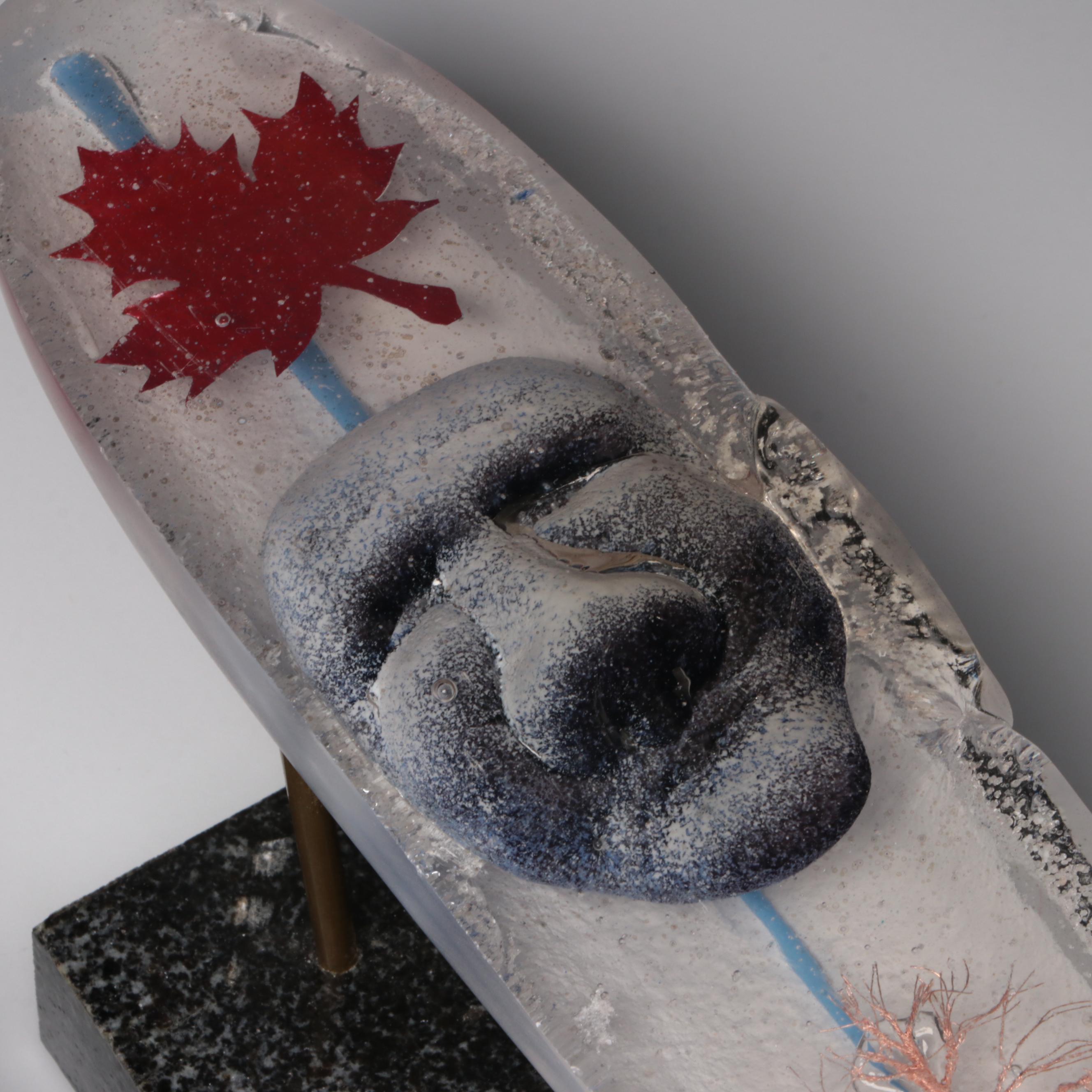 Andy Hudson Sand Cast Studio Art Glass Boat Sculptures with Copper ...