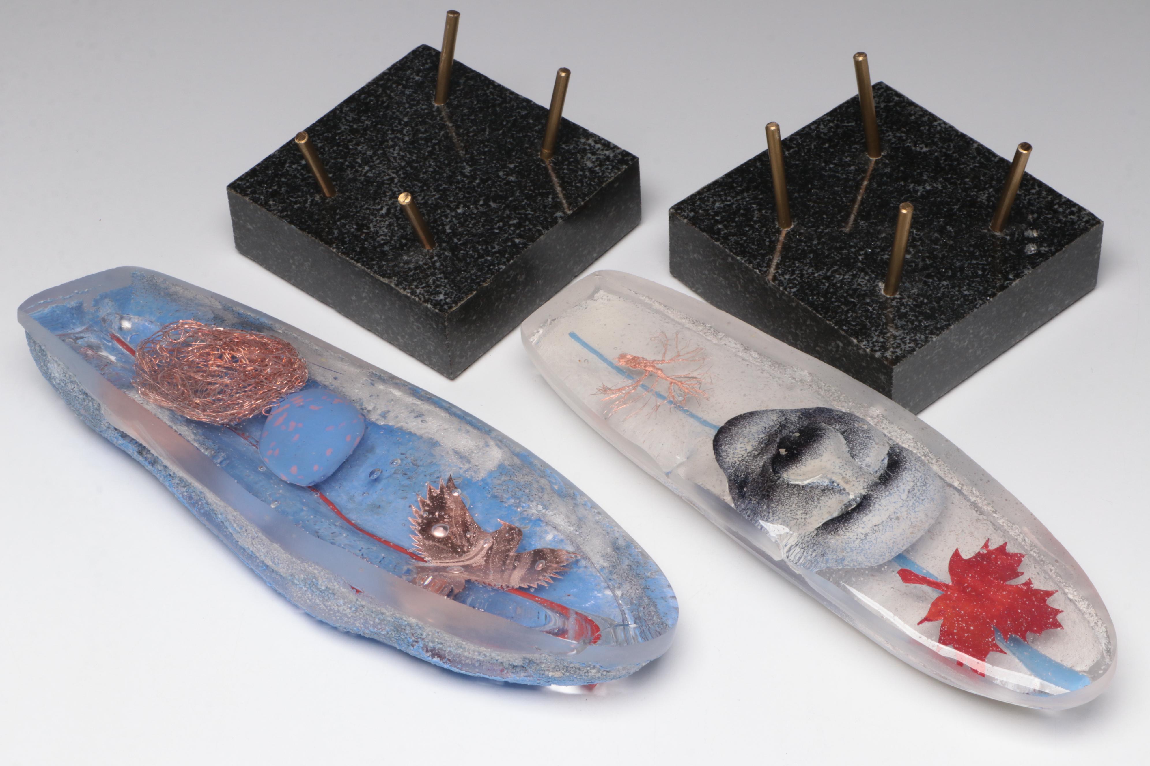 Andy Hudson Sand Cast Studio Art Glass Boat Sculptures with Copper ...