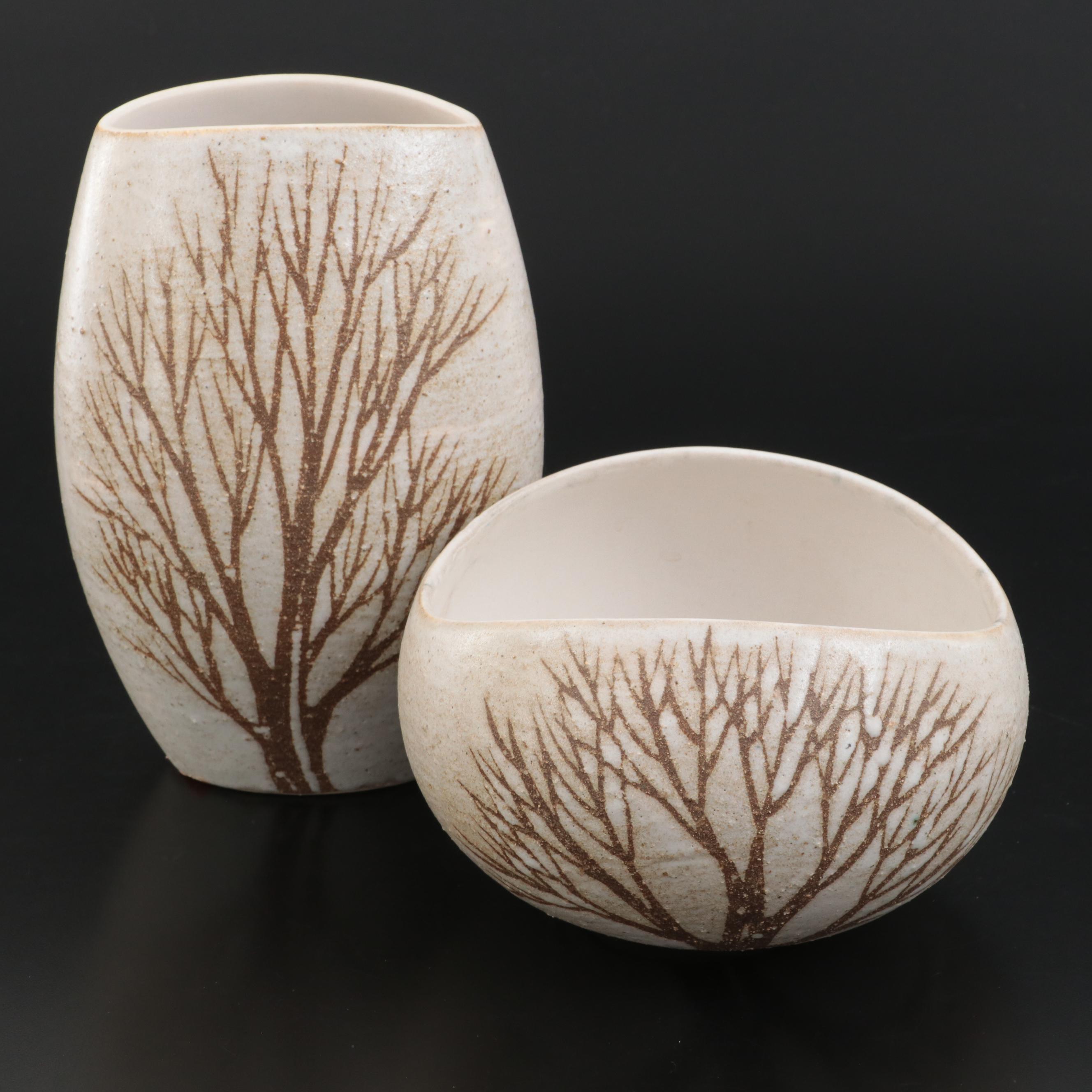 Andersen Design Studio Tree Motif Pottery Vases, circa 1960 | EBTH