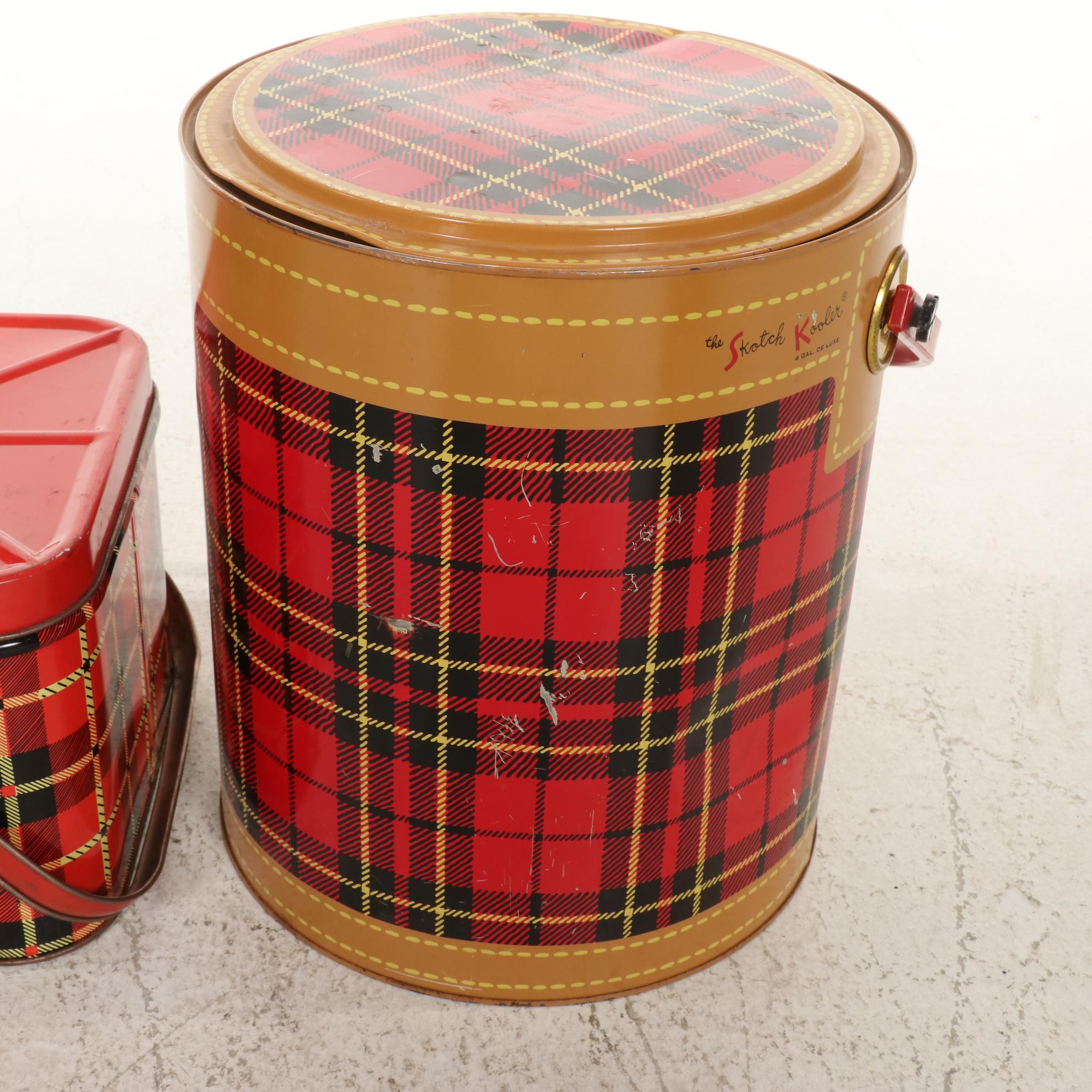 Tartan Plaid Metal Coolers, Picnic Baskets, Lunch Box and Thermos | EBTH