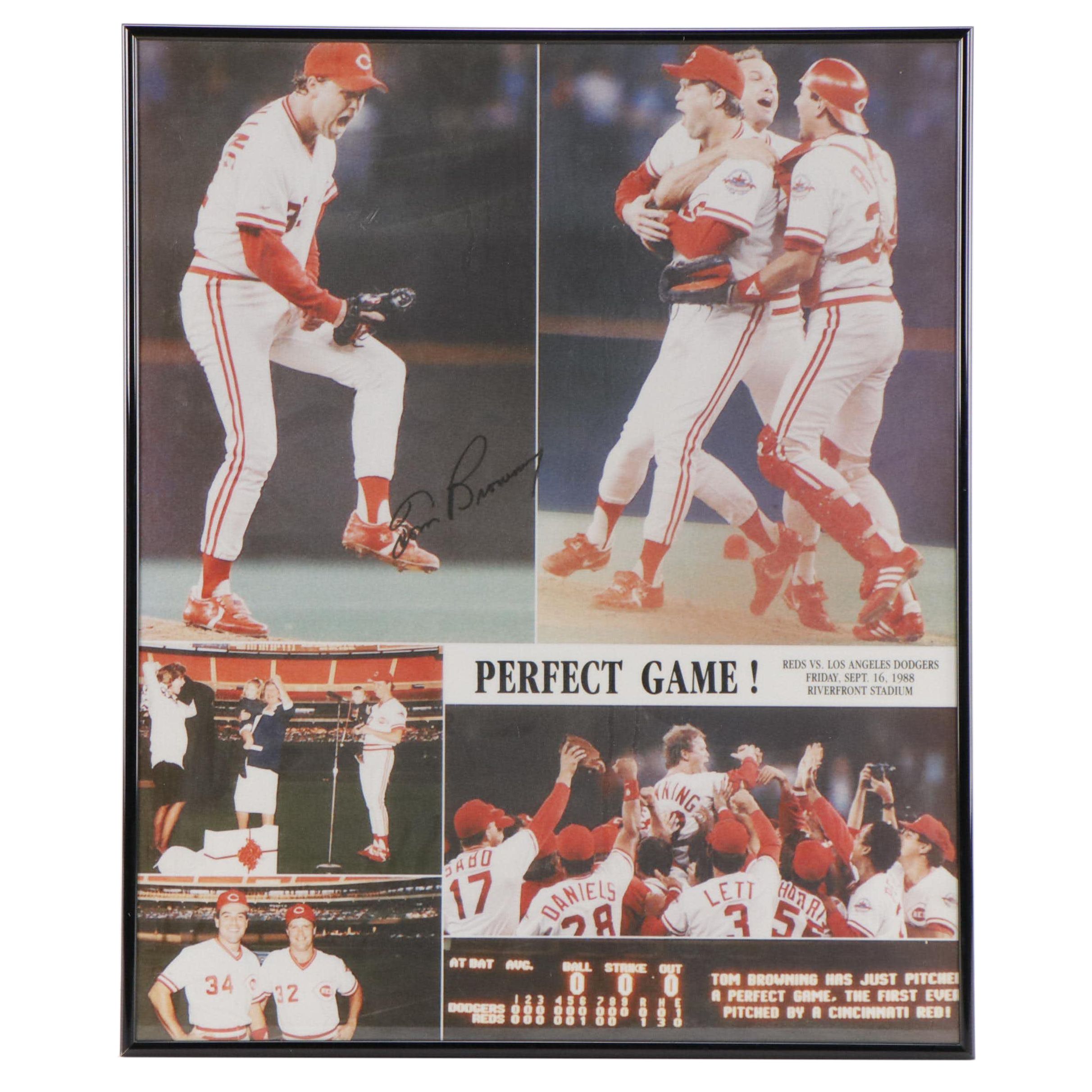 Cincinnati Reds Tom Browning's Perfect Game Print in Framed Display | EBTH