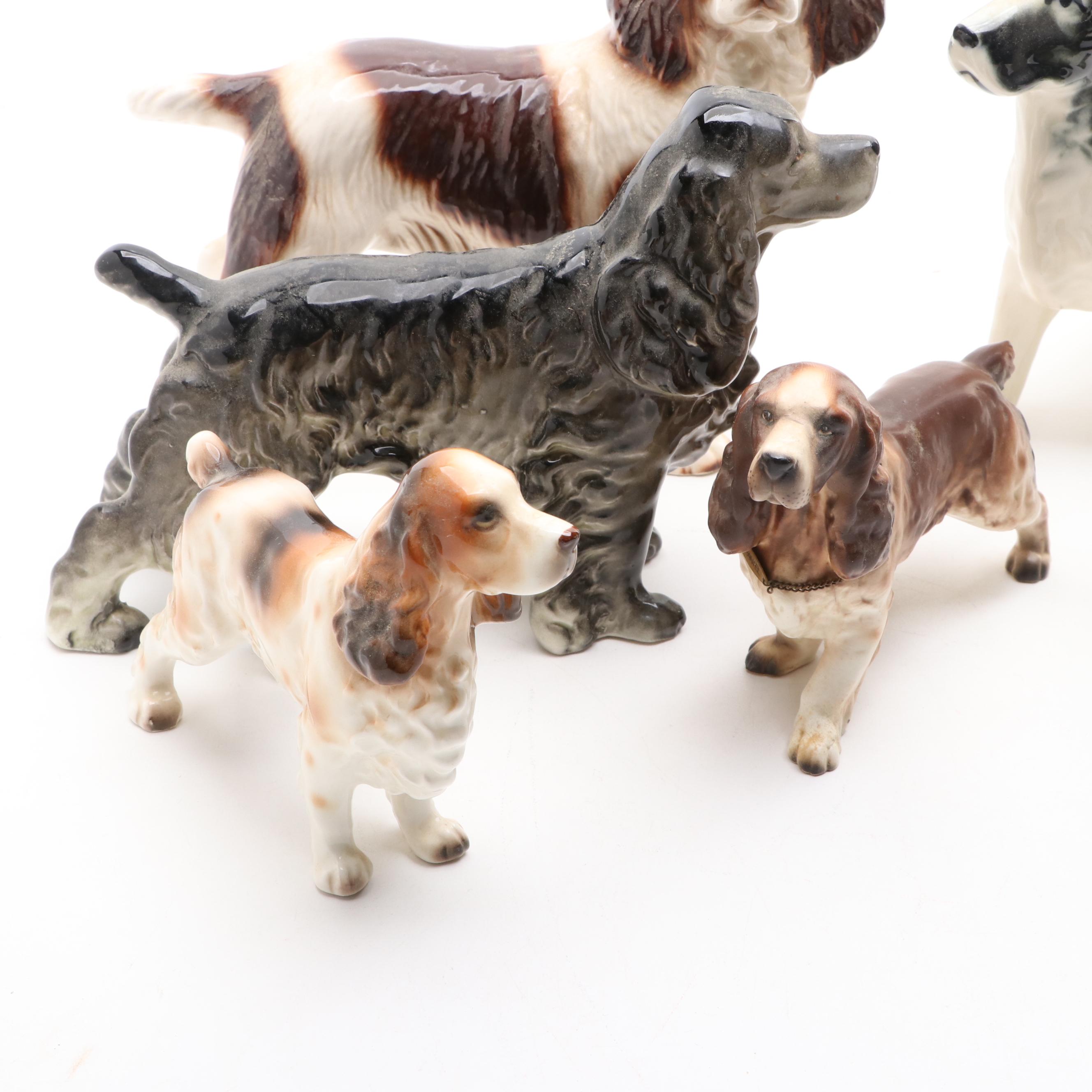 Goebel and Other Porcelain Spaniel Figurines, Mid to Late 20th Century ...