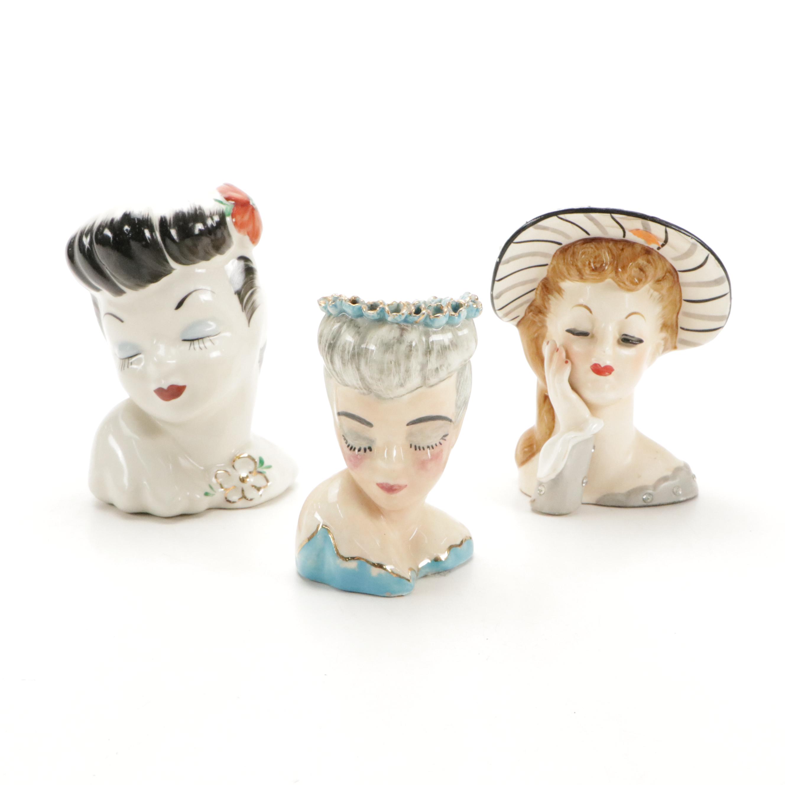 Napco and Other Ceramic Lady Head Vases, Mid-20th Century | EBTH