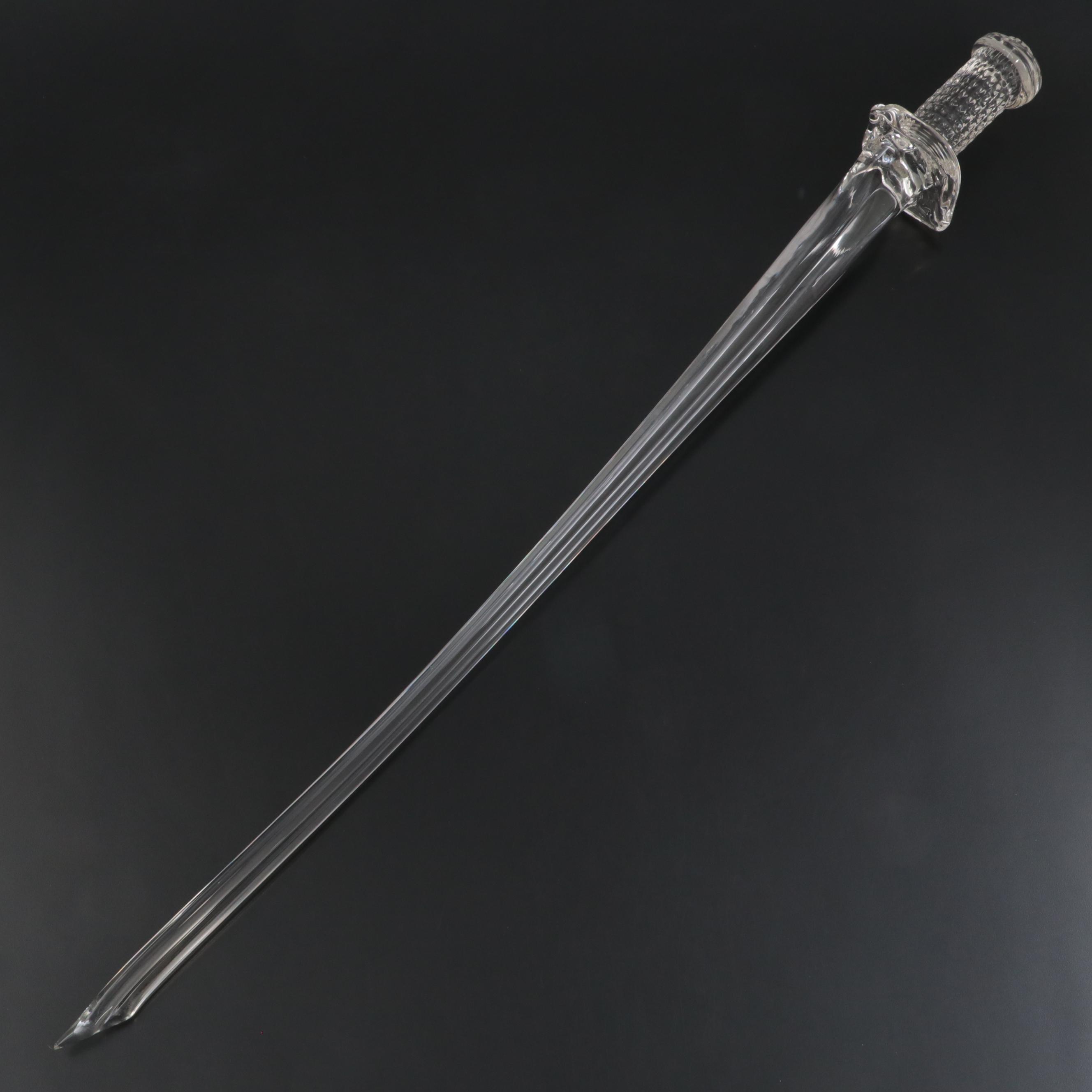 Handcrafted Clear Studio Art Glass Sword Sculpture | EBTH