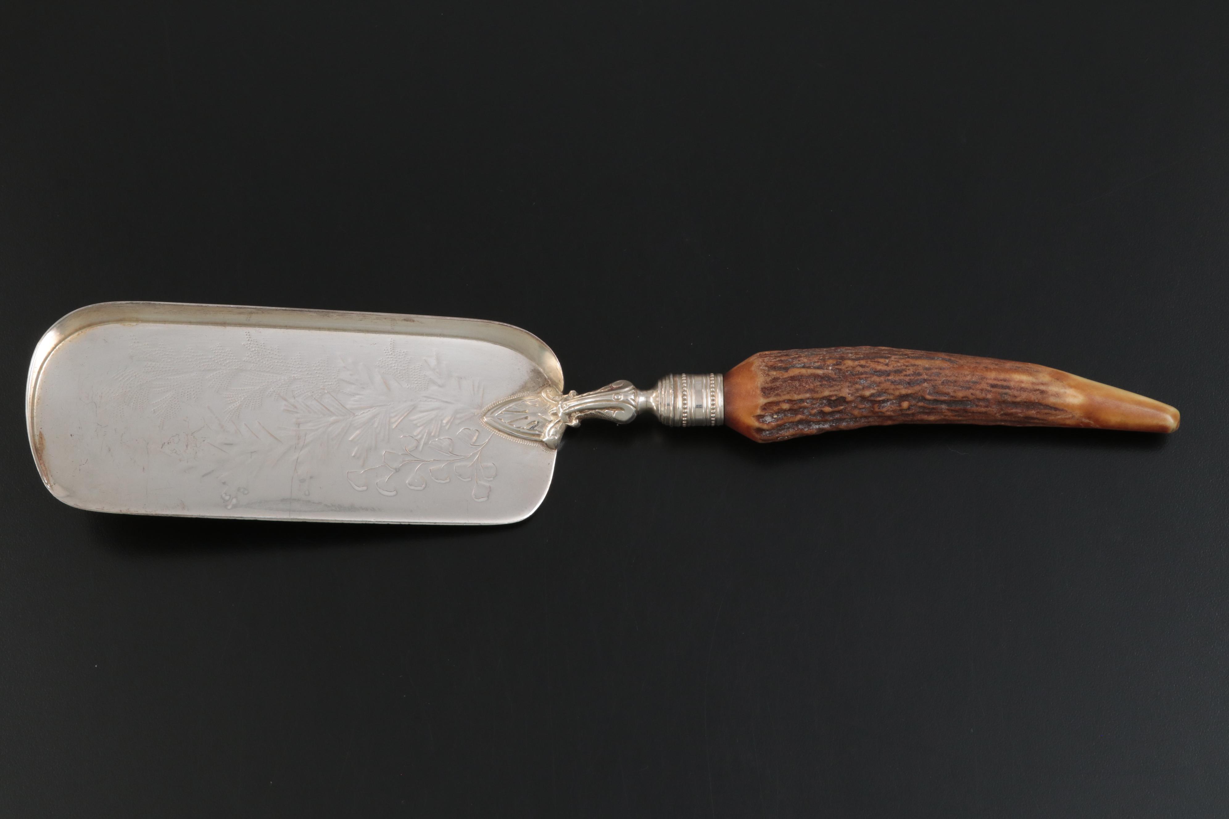 Silver Plate Silent Butler with Antler Handle, Late 19th/ Early 20th ...