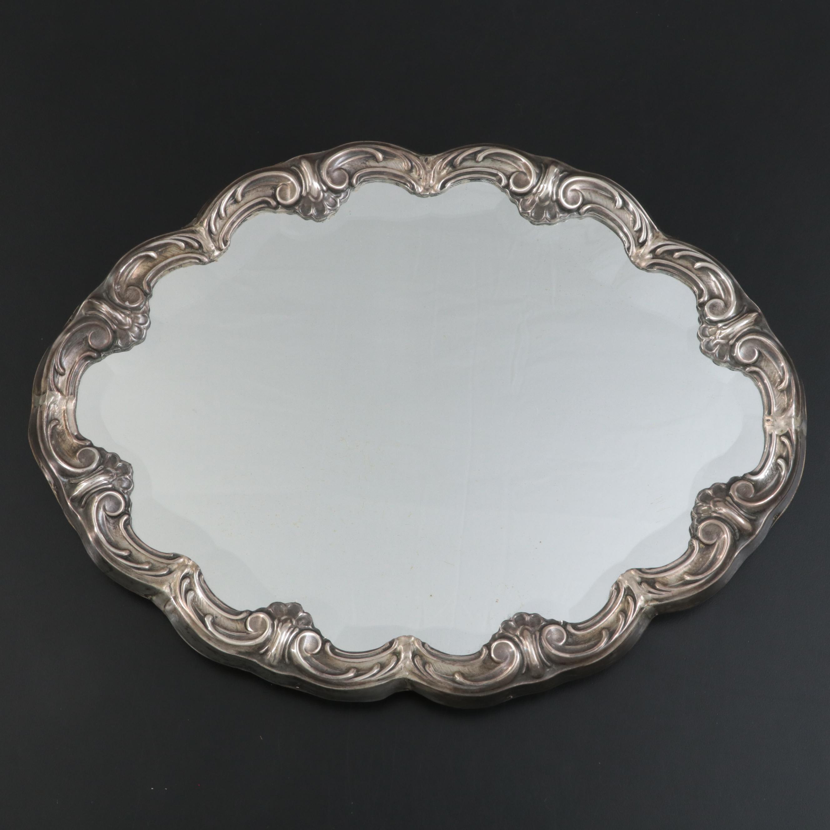 Casa Mas Mexican Silver Plate Framed Oval Plateau Mirror | EBTH