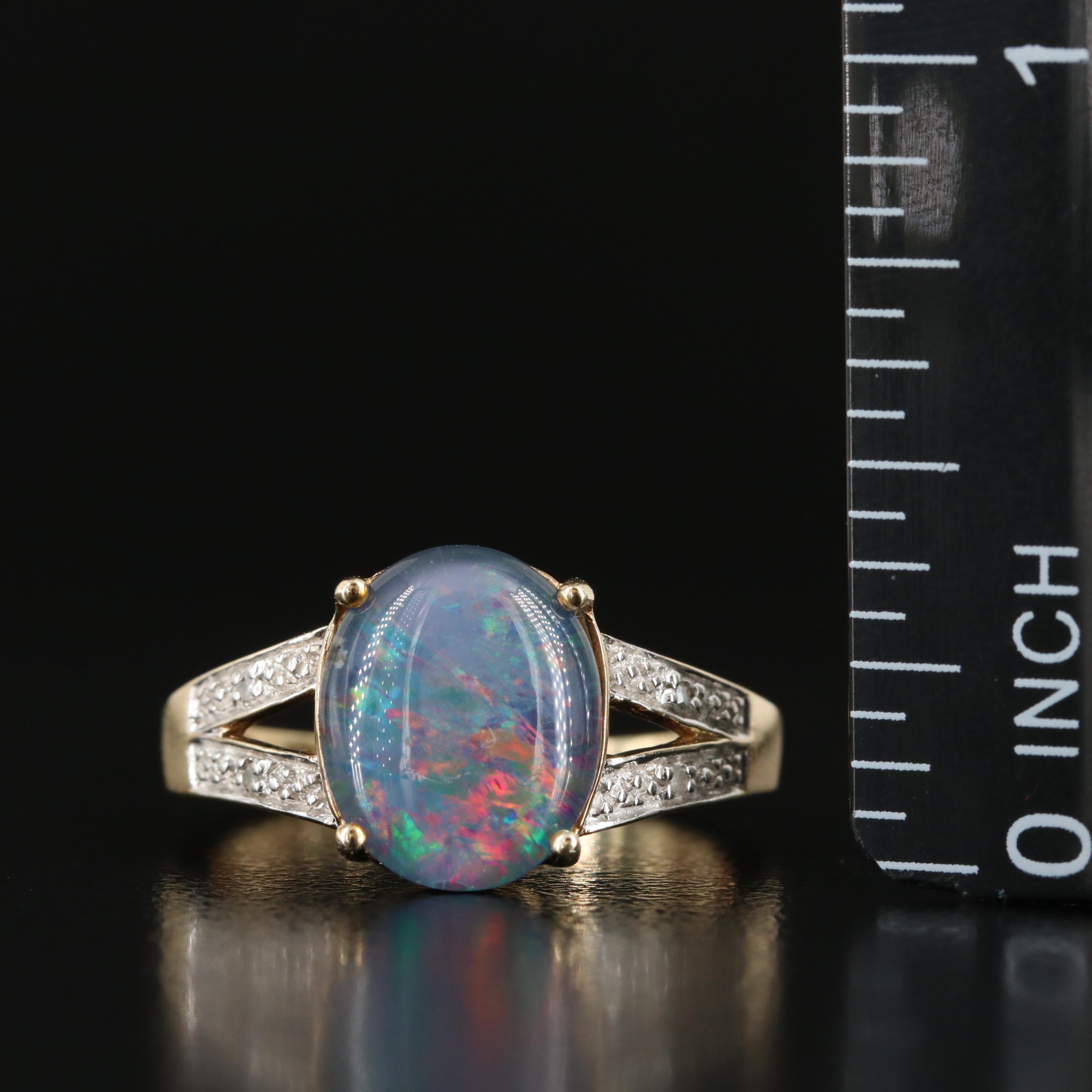 10K Opal Triplet and Diamond Ring | EBTH