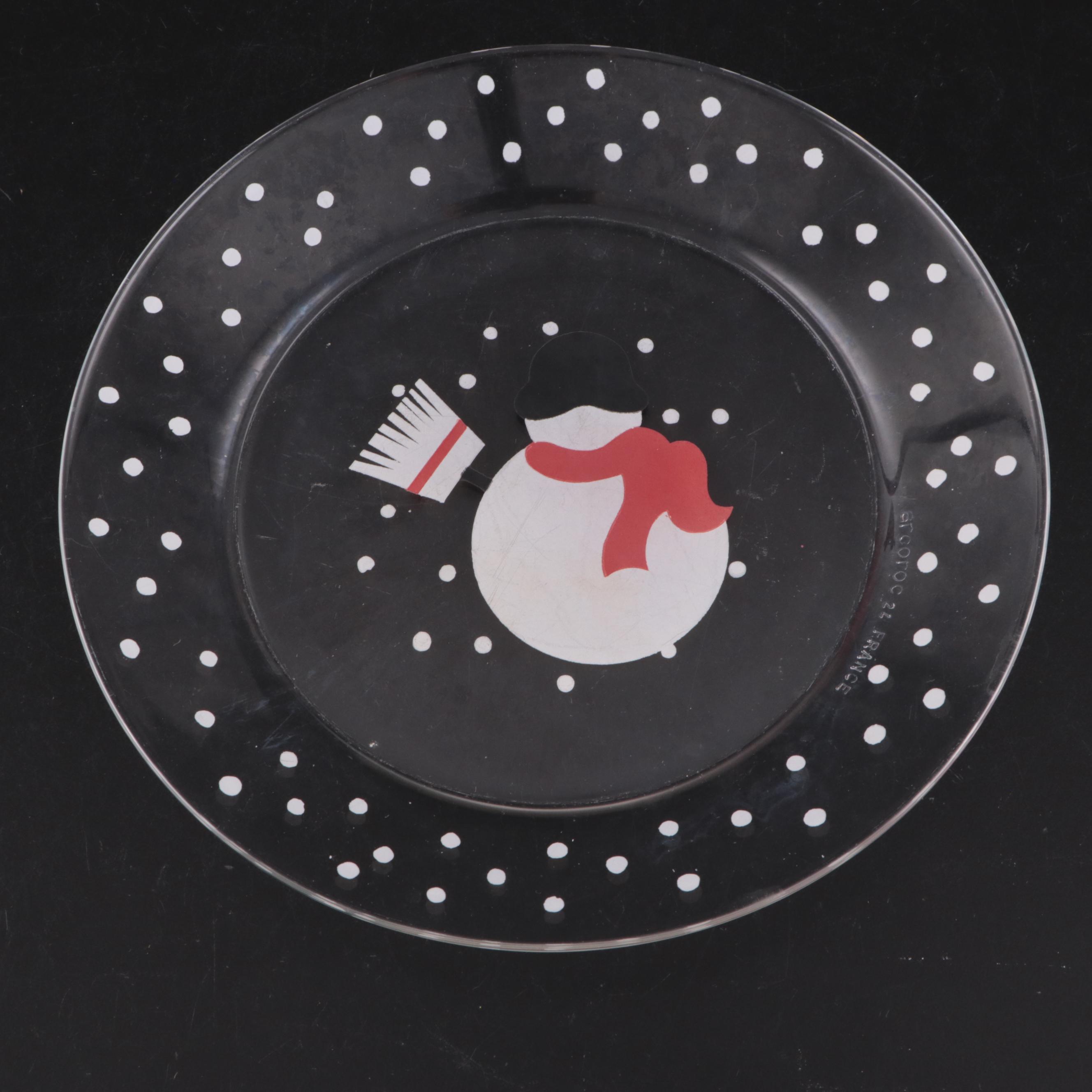 Luminarc Glass Snowman Mugs and Arcorac Snowman Dessert Plates | EBTH