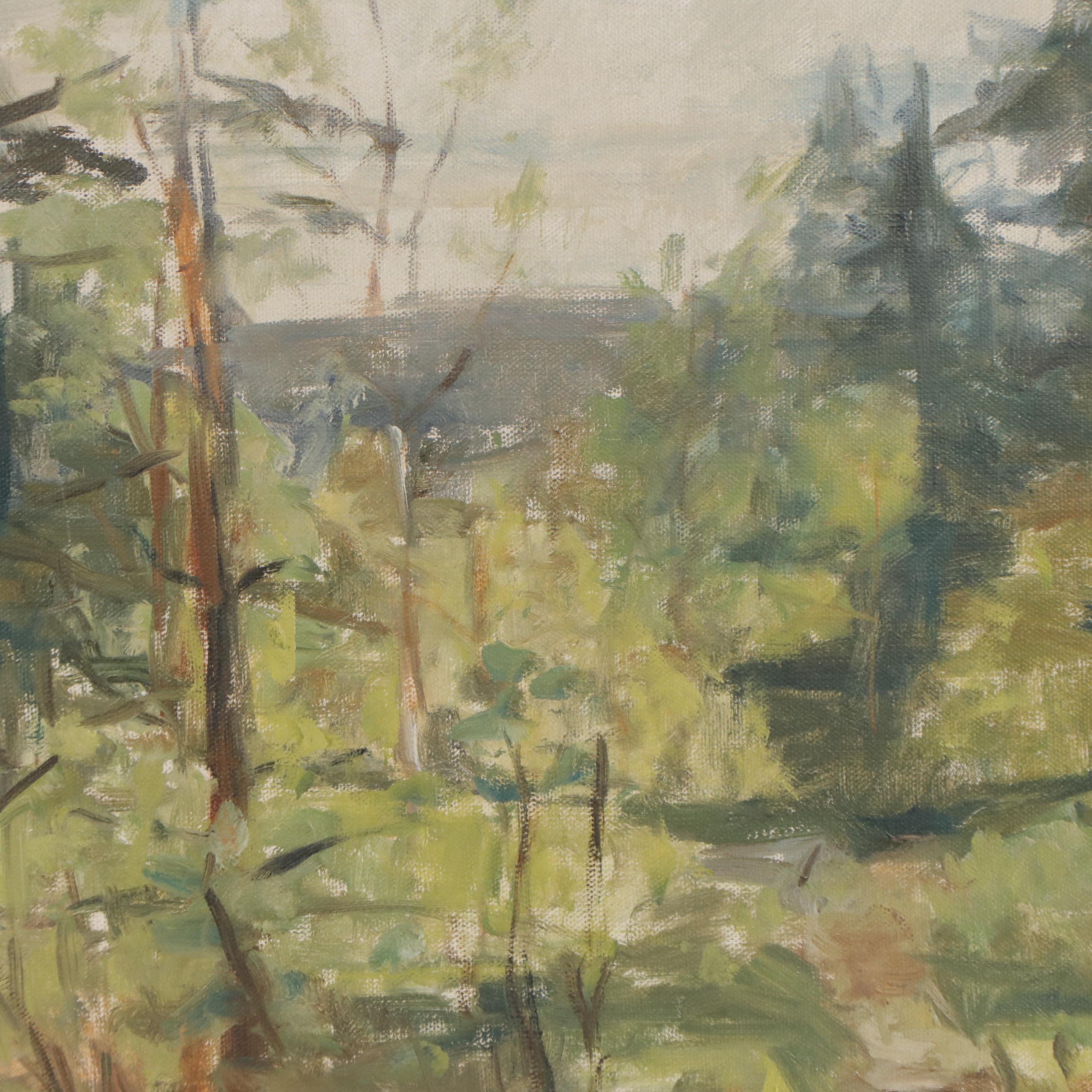Mai Hoffer Forest Landscape Oil Painting, Mid-Late 20th Century | EBTH