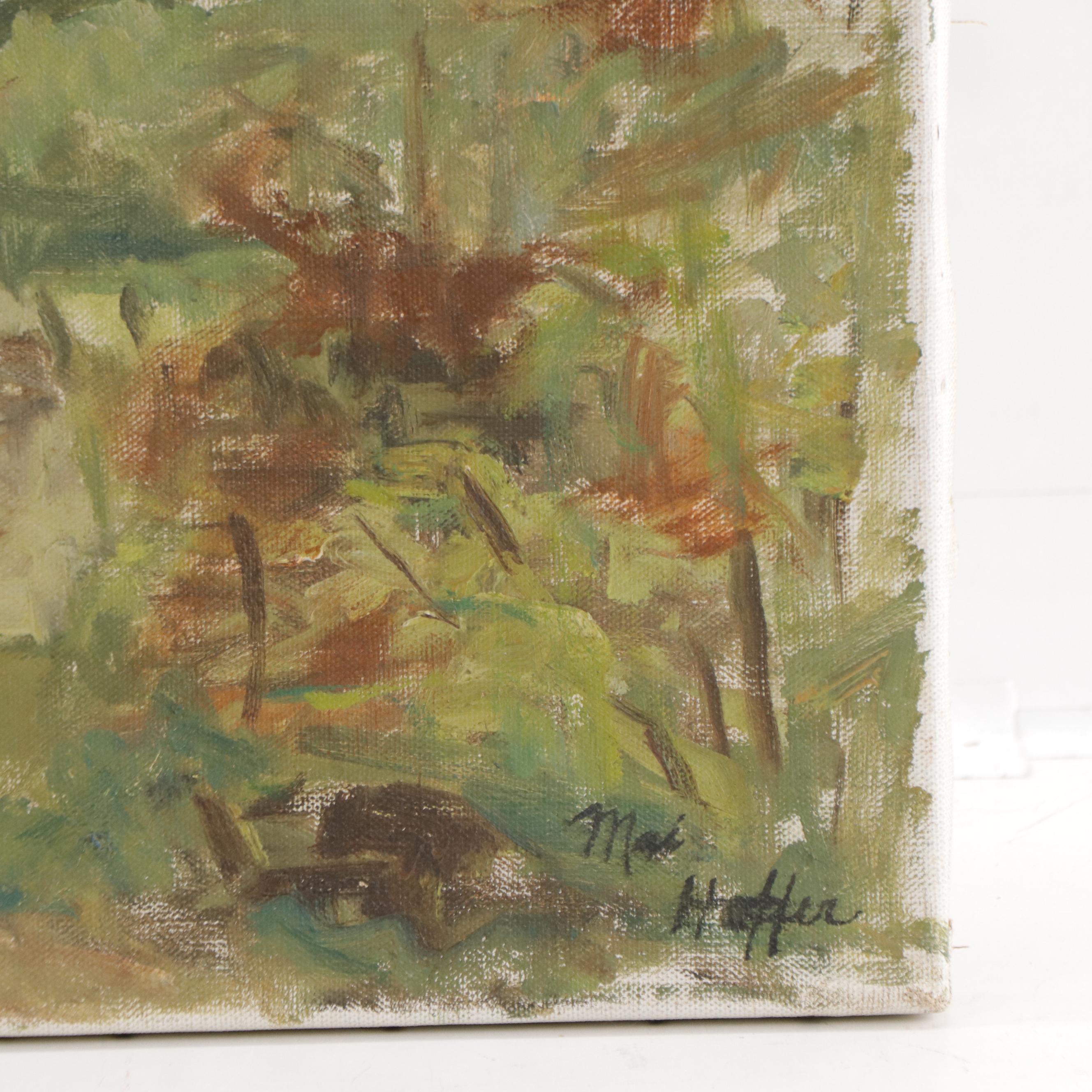 Mai Hoffer Forest Landscape Oil Painting, Mid-Late 20th Century | EBTH