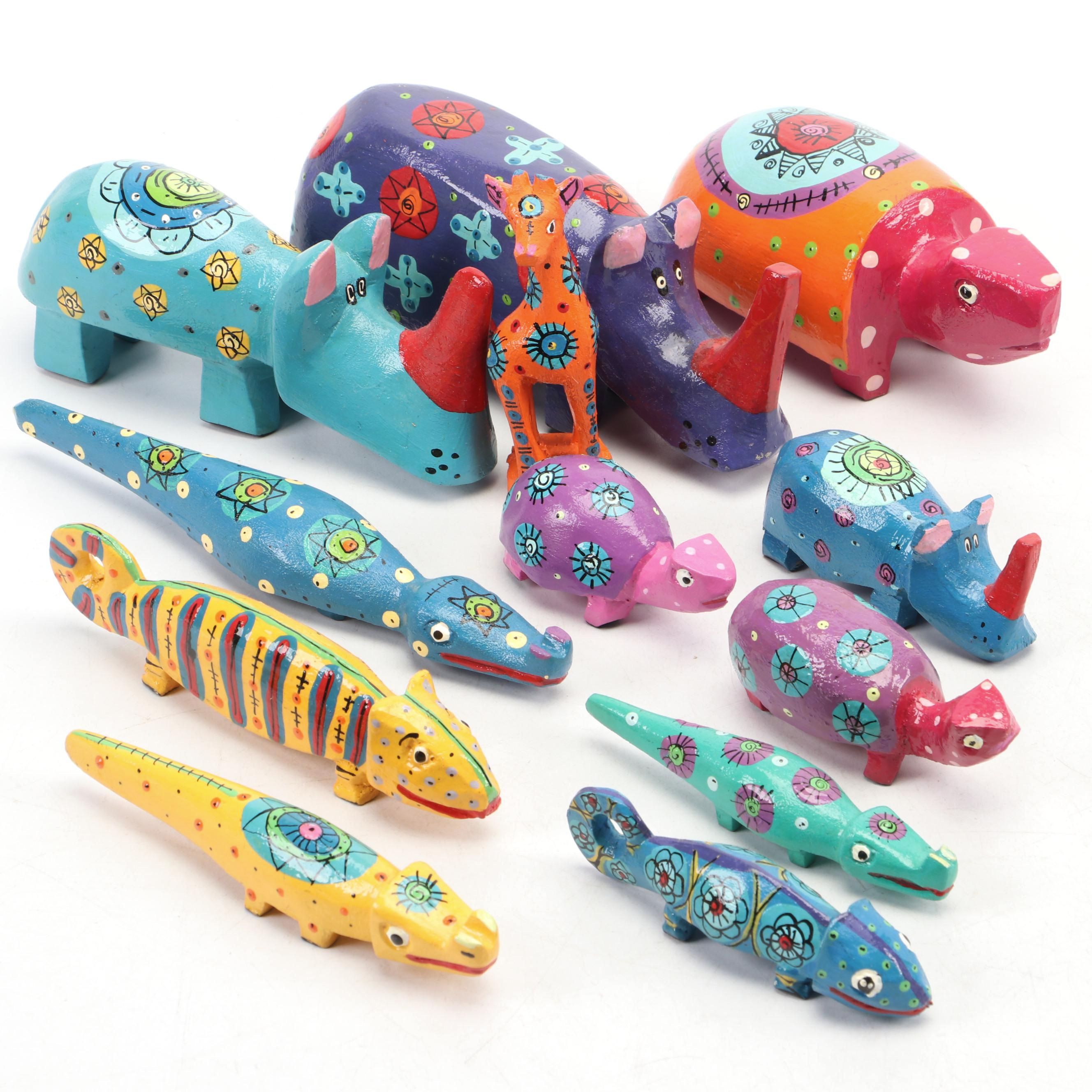 Wooden Folk Art Animal Figurines | EBTH