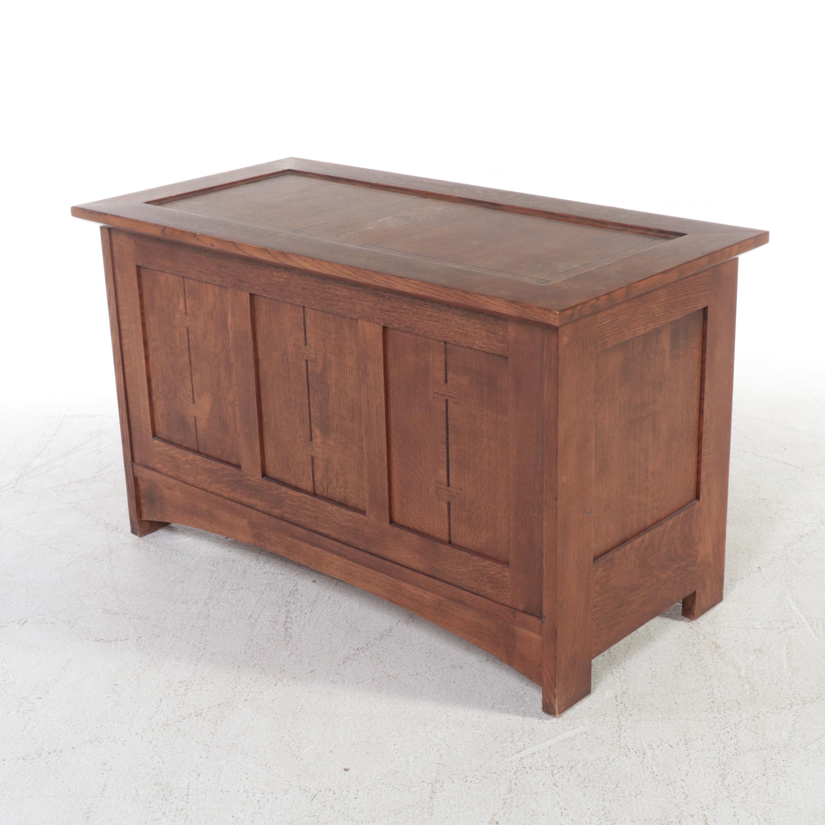 Stickley Arts and Crafts Oak and Inlaid Trunk | Everything But The House