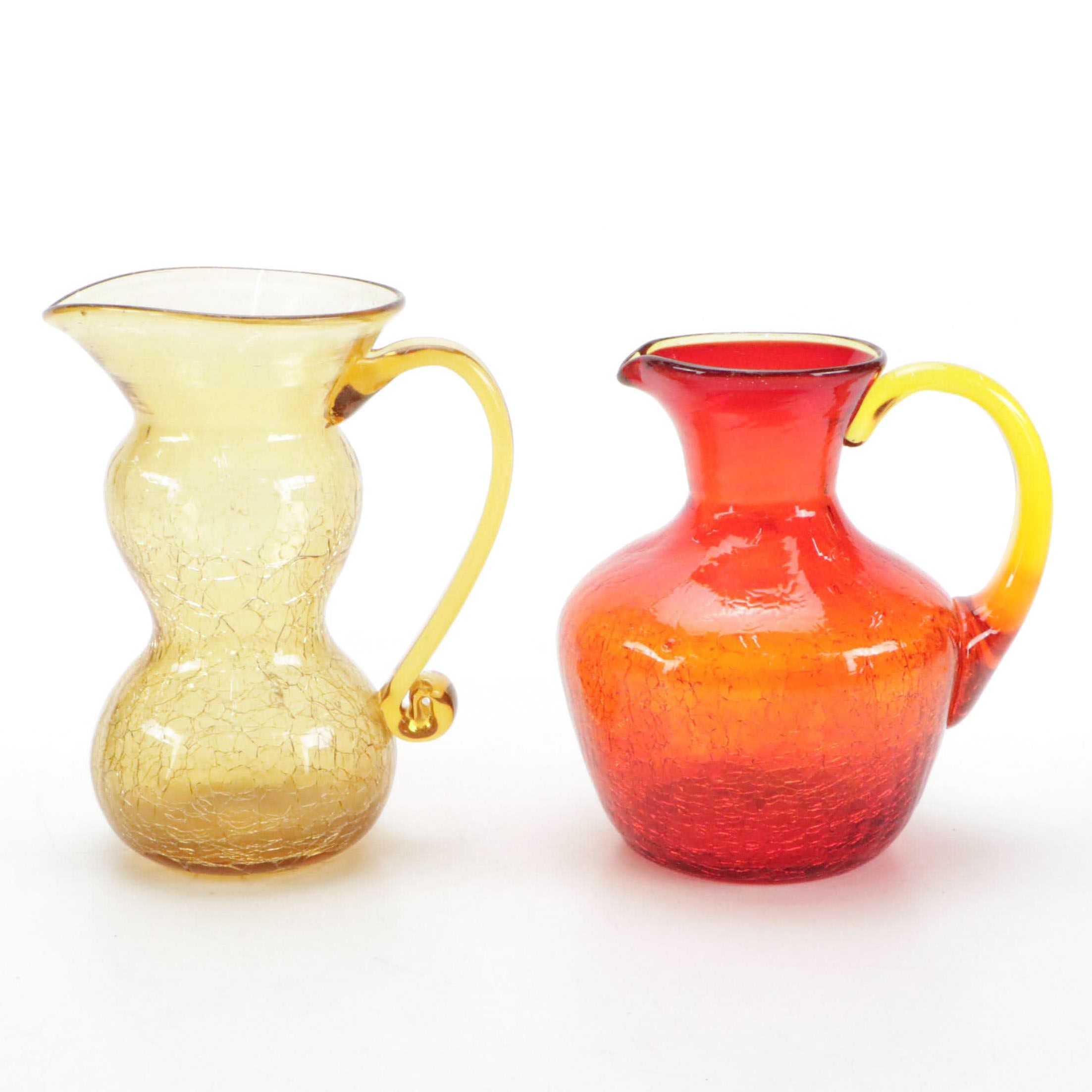 Rainbow Art Glass Mid Century Modern Amber and Marigold Crackle Glass ...