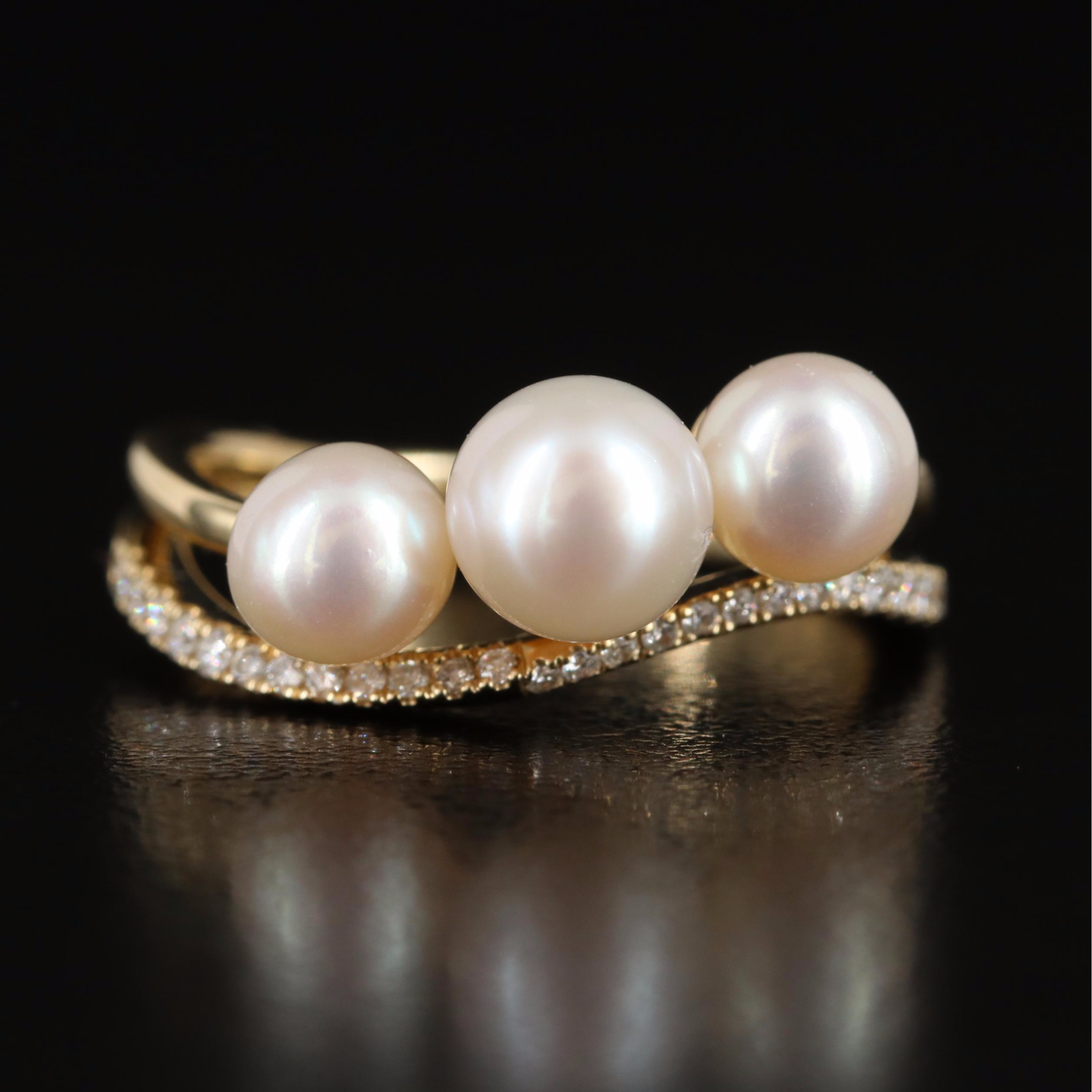 EFFY 14K Pearl and Diamond Ring | EBTH