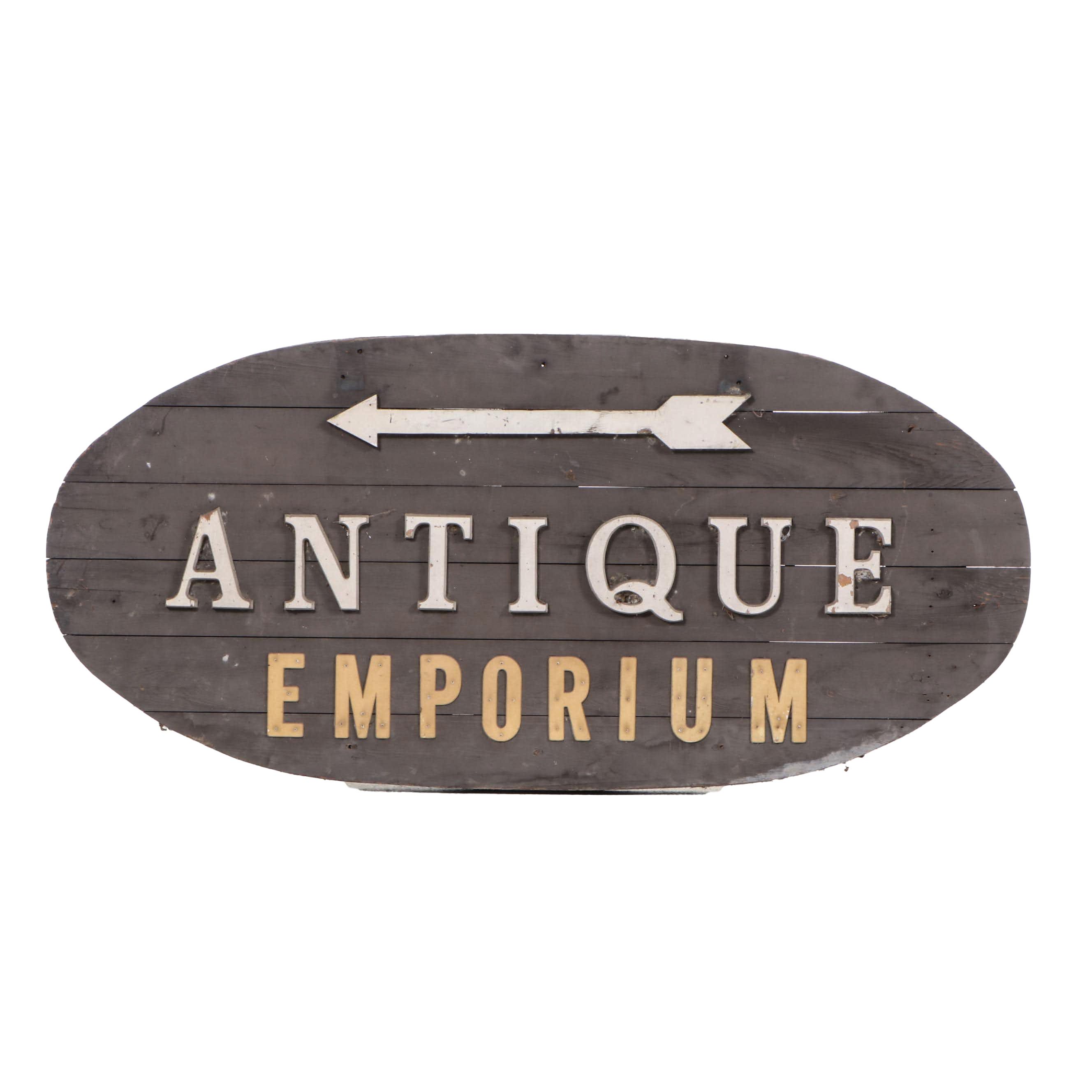 Wooden Antique Emporium Sign | EBTH