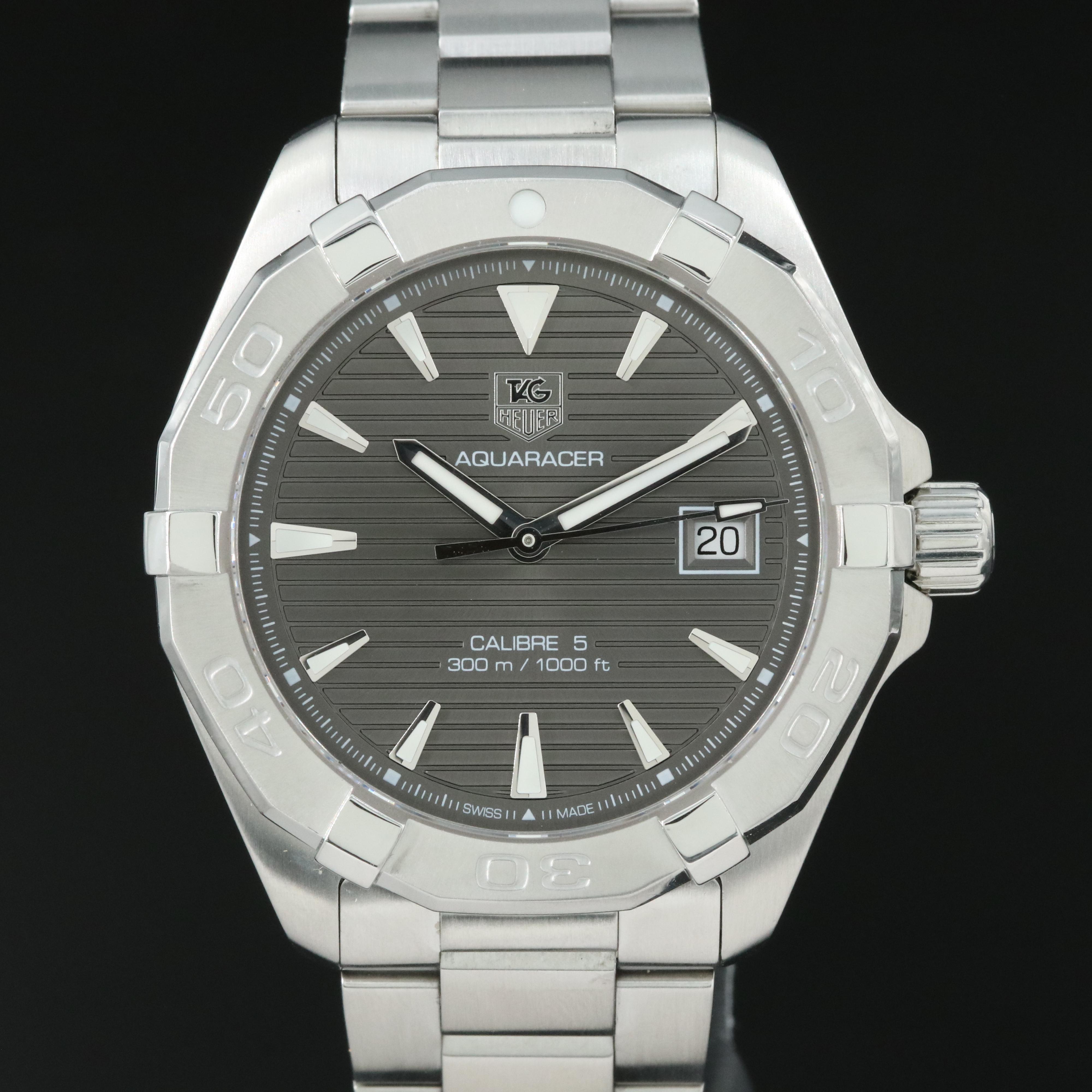 TAG Heuer Aquaracer Grey Steel Calibre 5 40.5MM Automatic Watch | EBTH