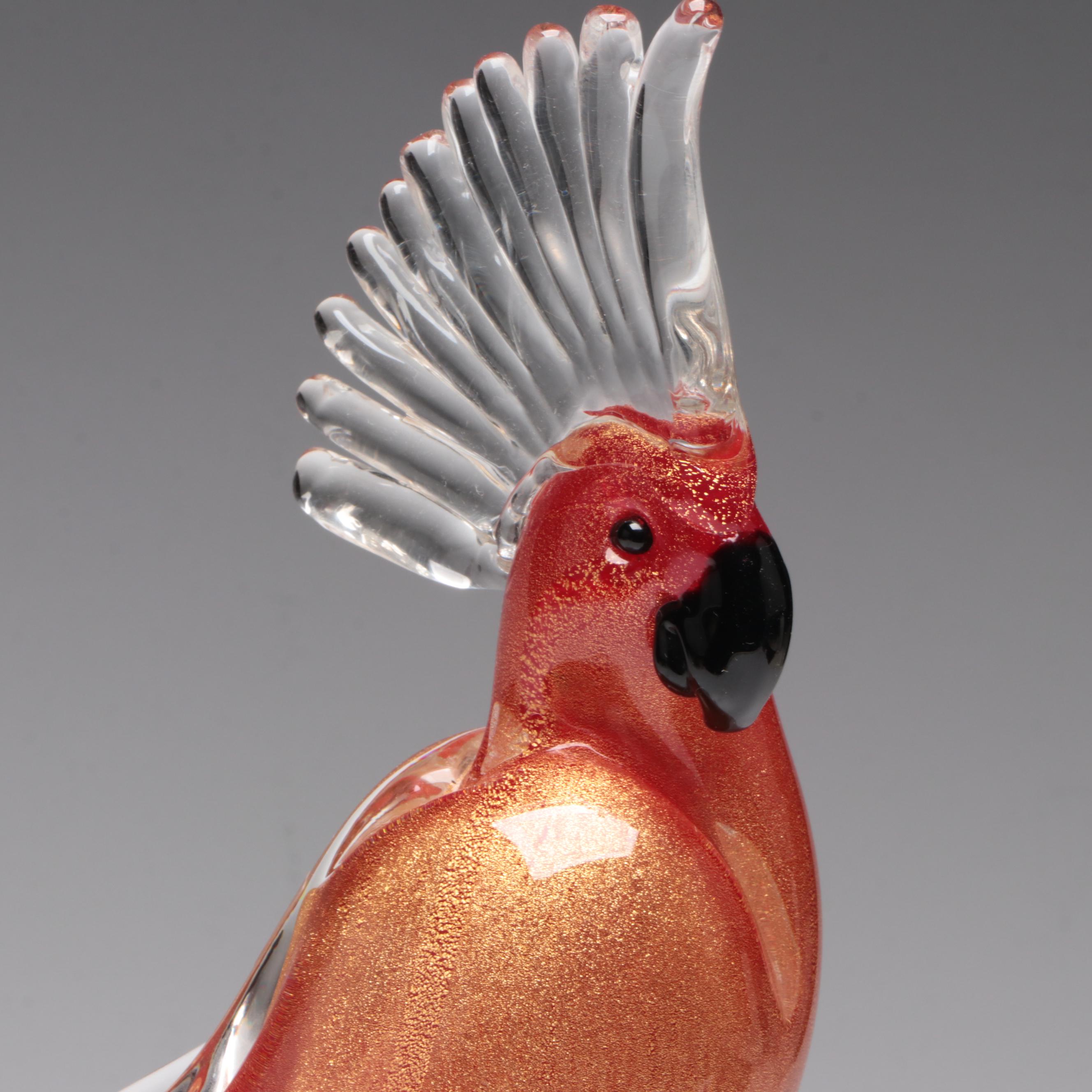 Formia Murano Gold Flake Crested Cockatoo Glass Figurine | Everything ...