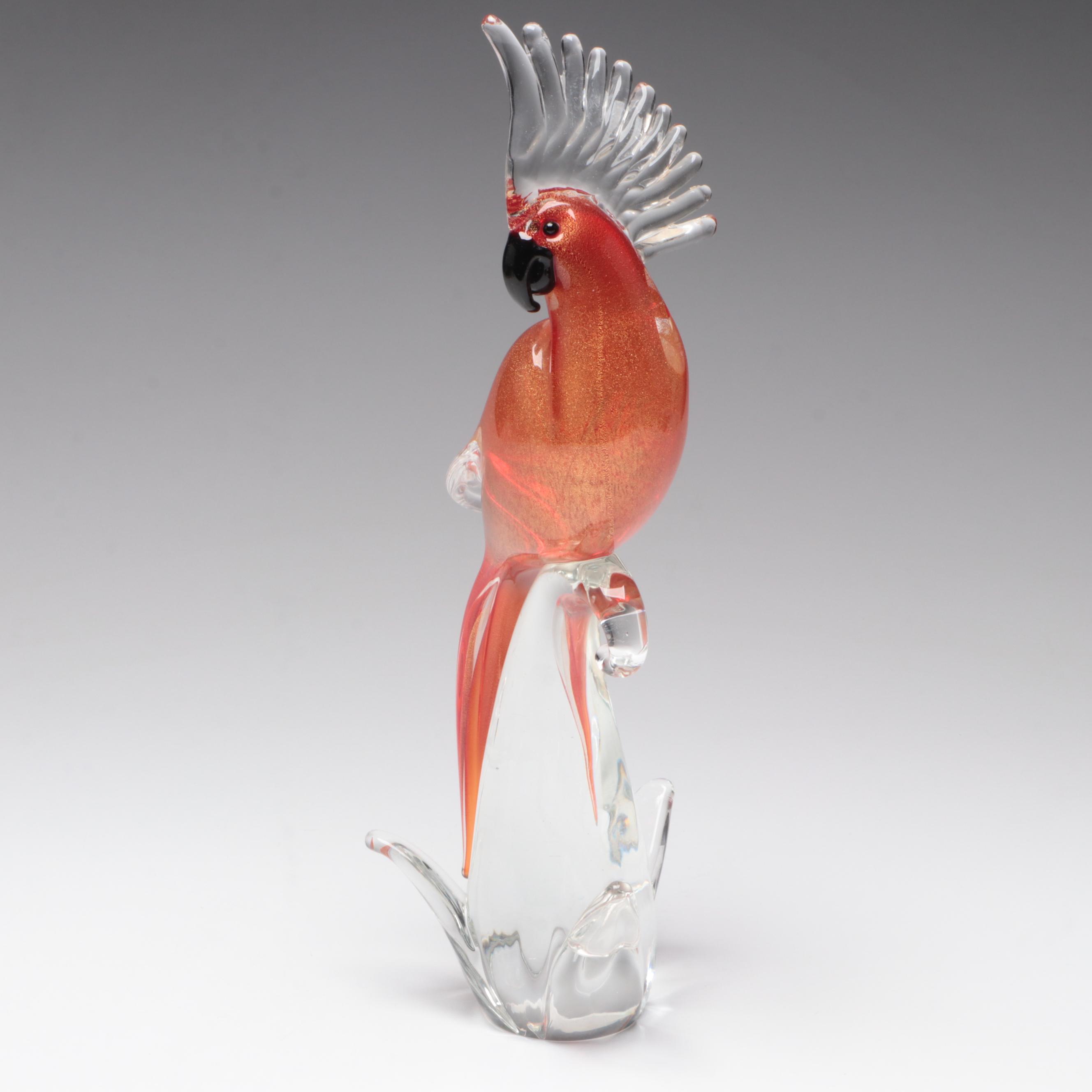Formia Murano Gold Flake Crested Cockatoo Glass Figurine | Everything ...