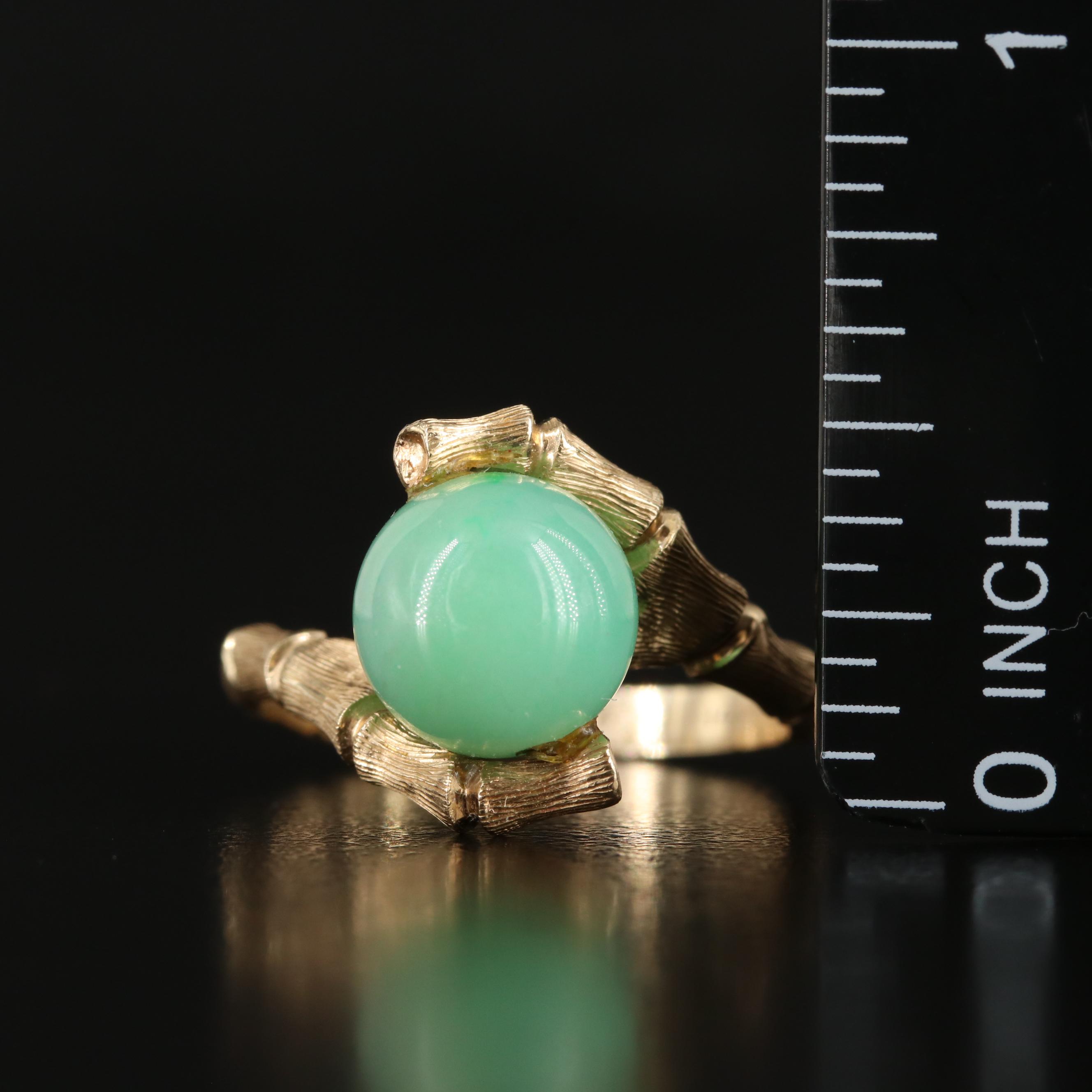 14K Jadeite Bamboo Bypass Ring | EBTH