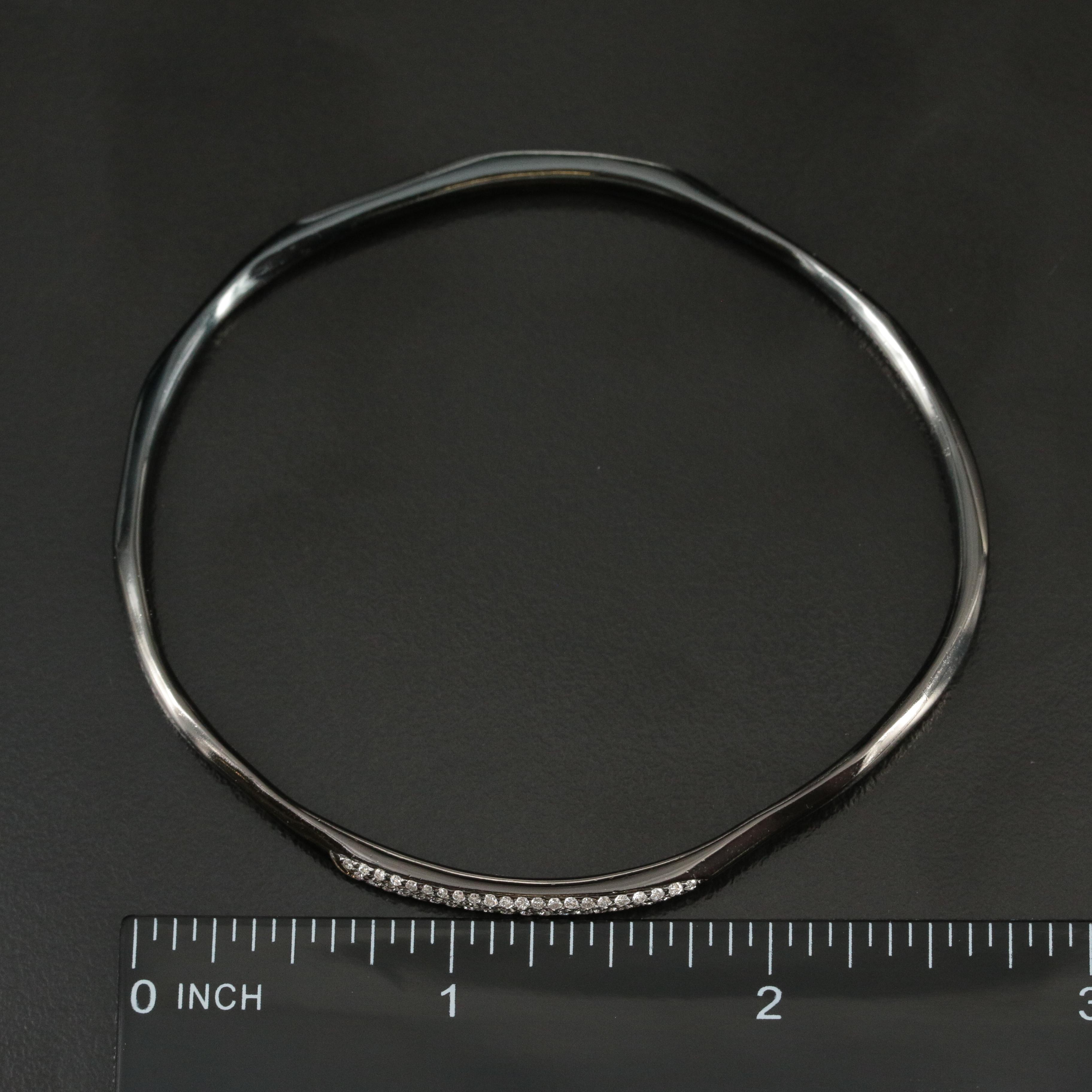 Ippolita Sterling 0.64 CTW Diamond 'Squiggle' Bangle Bracelet | EBTH