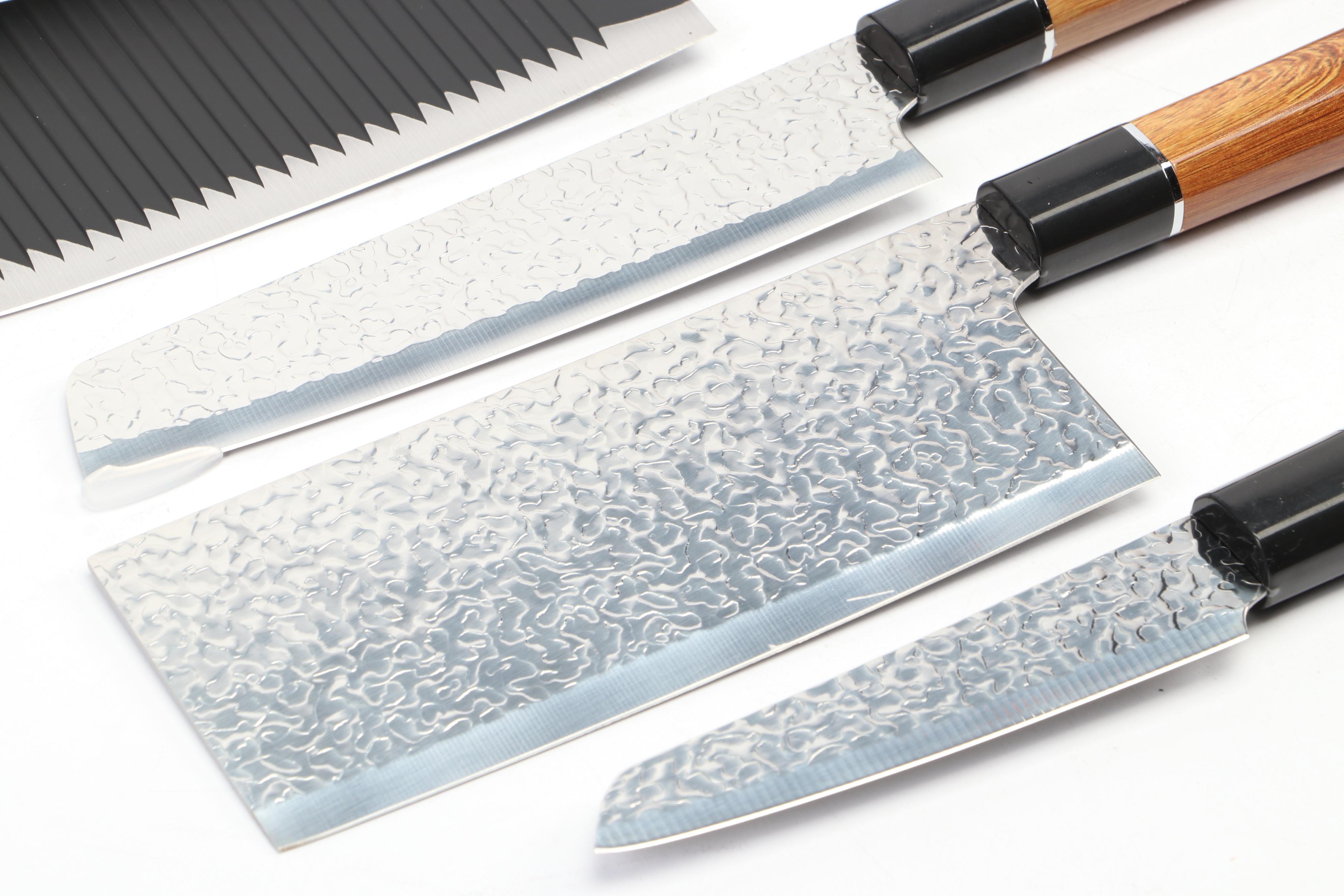 Japanese Four-Piece Chef's Knife and Cleaver Set in Nylon Roll Case | EBTH