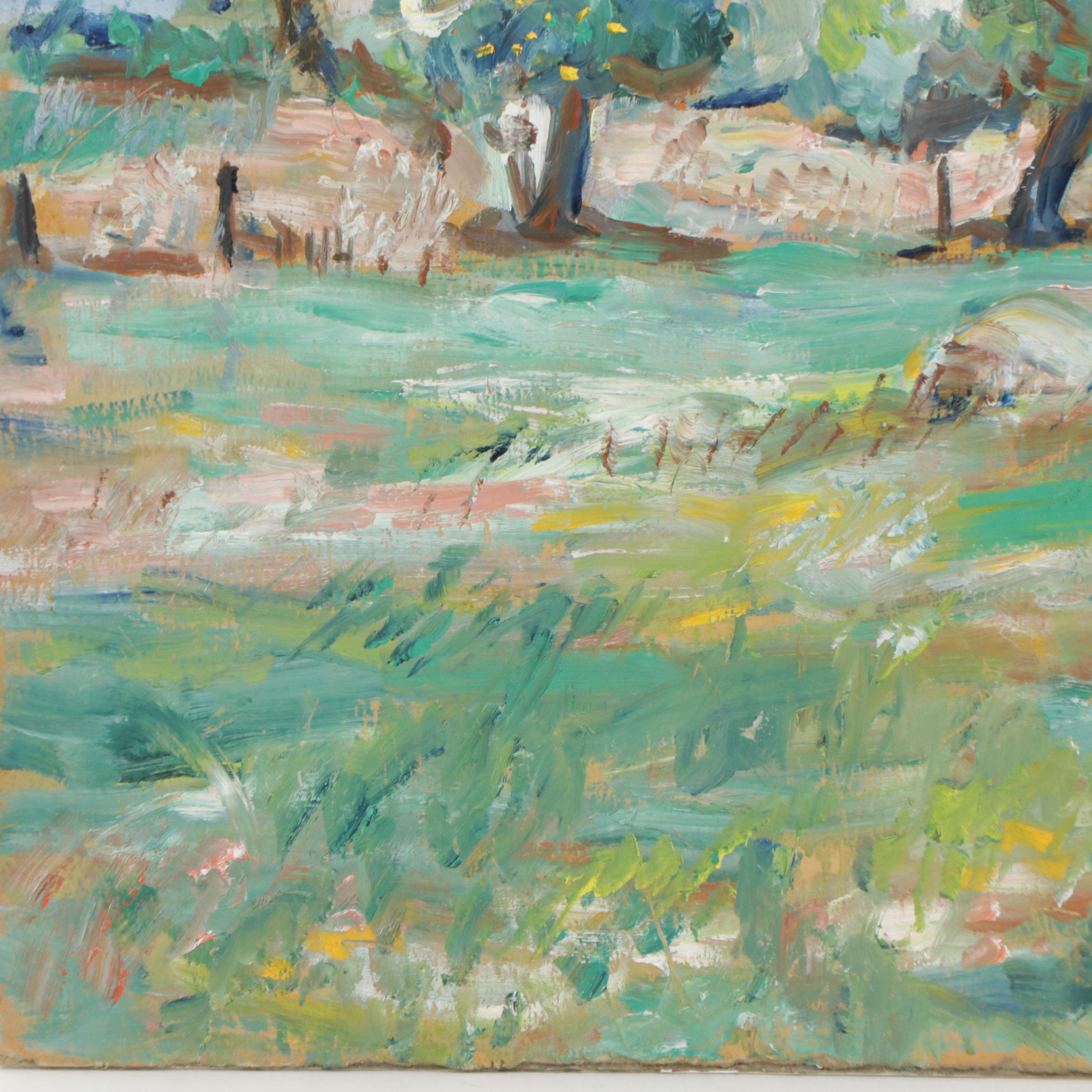 Michael Salvatore Abbate Oil Painting of Farmstead, Mid-20th Century | EBTH