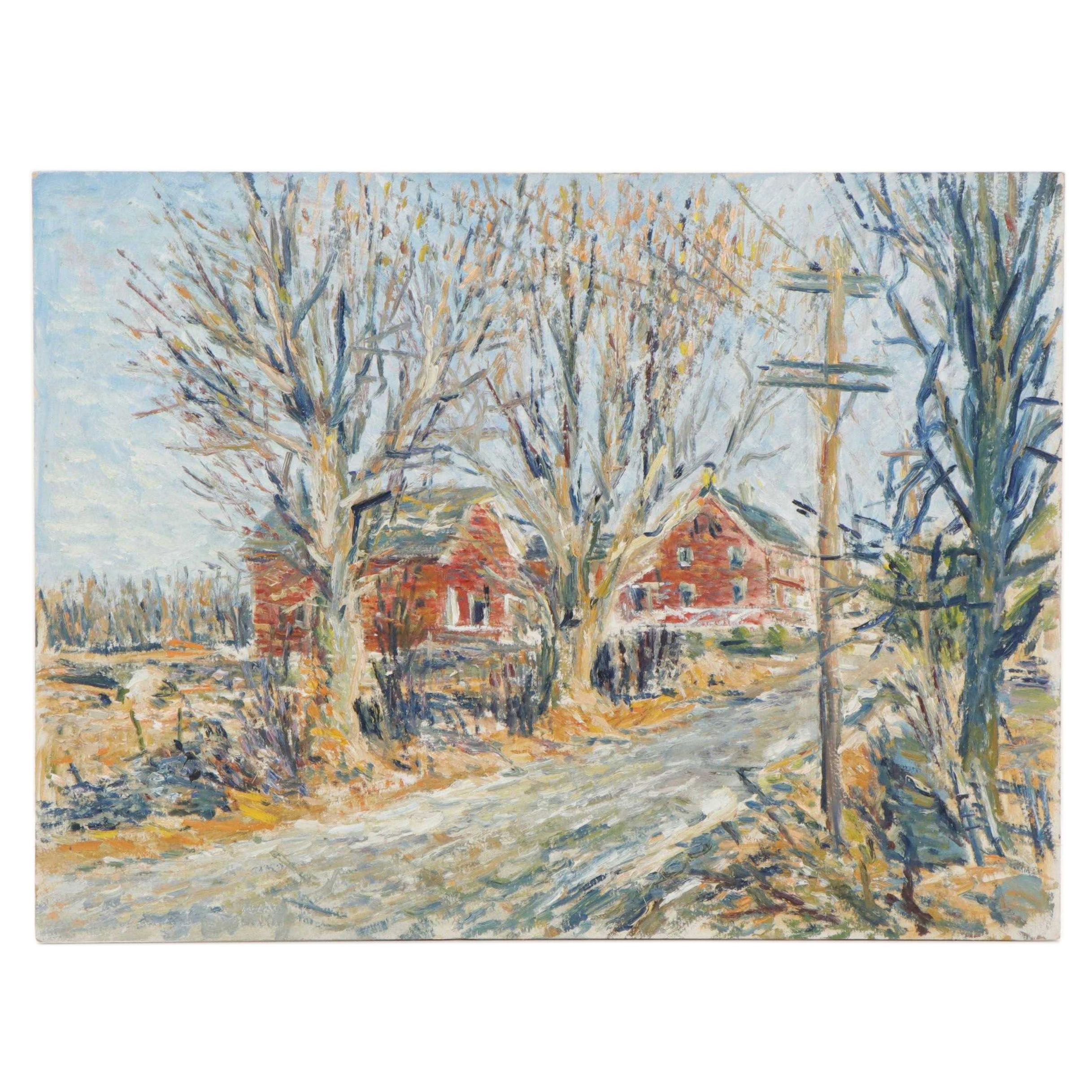 Michael Salvatore Abbate Oil Painting of Farmstead, Mid-20th Century | EBTH