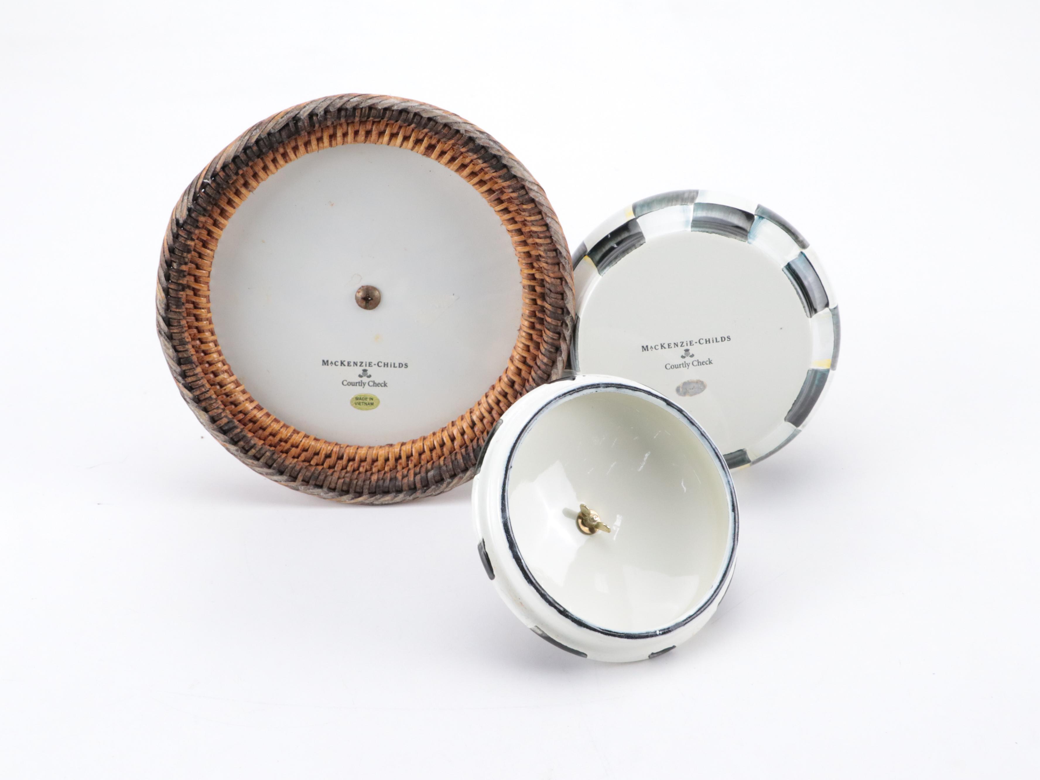 MacKenzie-Childs "Country Check" Canisters, Jar and Paper Towel Rack | EBTH