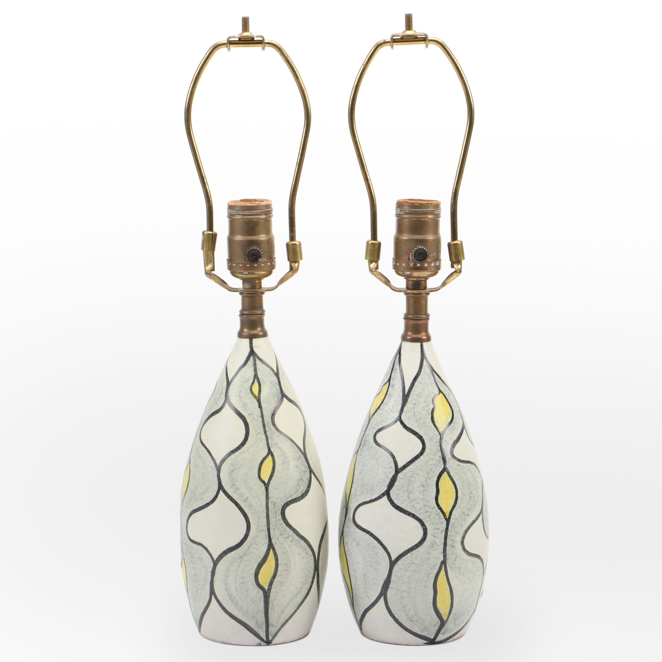 Pair of Raymor Hand Glazed Italian Lamps, Mid-20th Century | EBTH