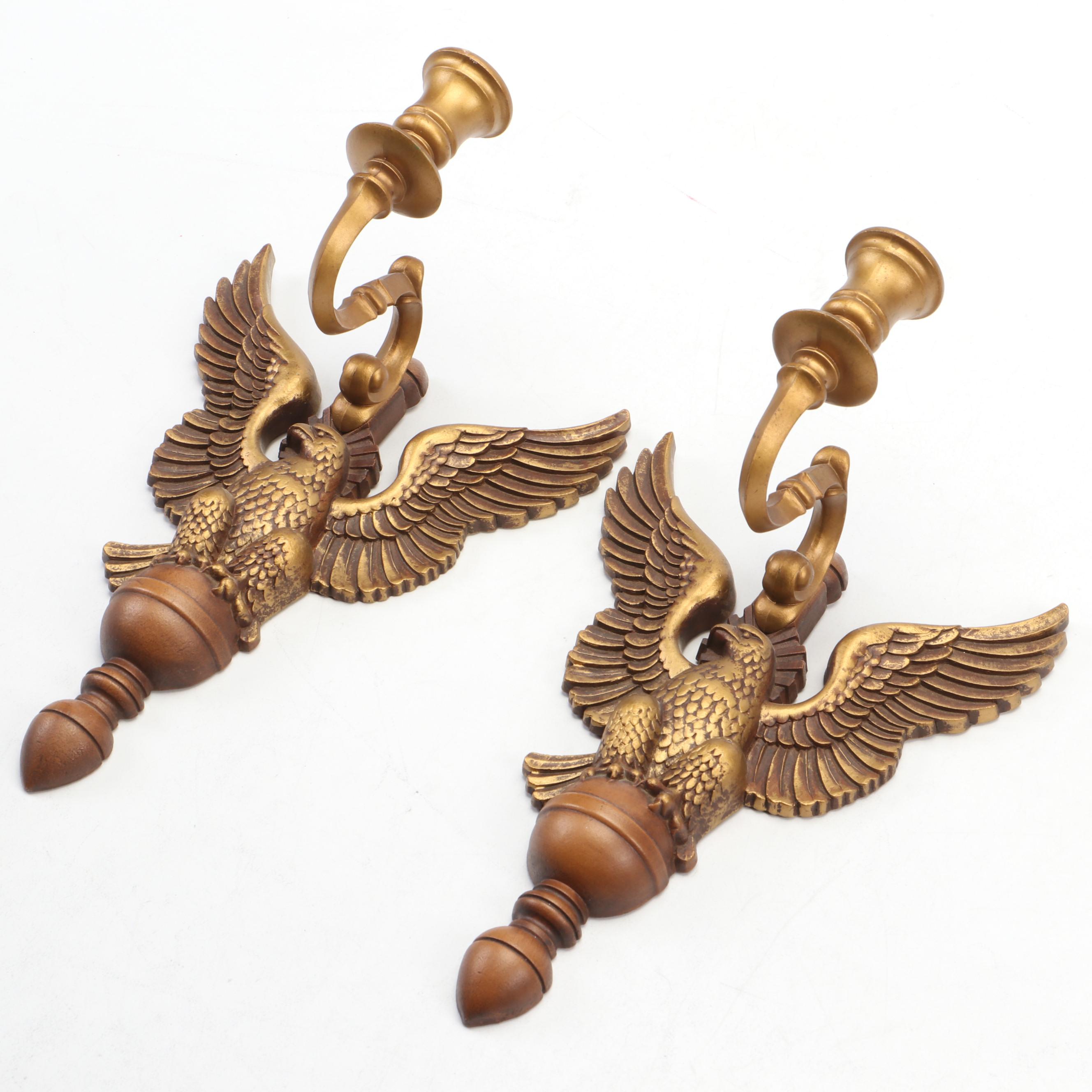 Syracuse Ornamental Co. Syroco Wood Eagle Wall Sconces | EBTH