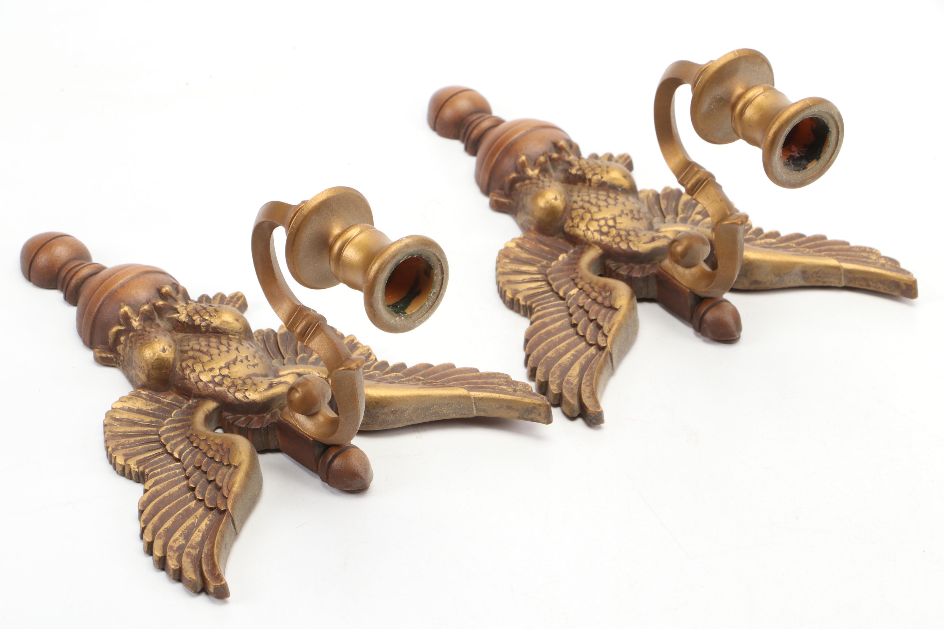 Syracuse Ornamental Co. Syroco Wood Eagle Wall Sconces | EBTH