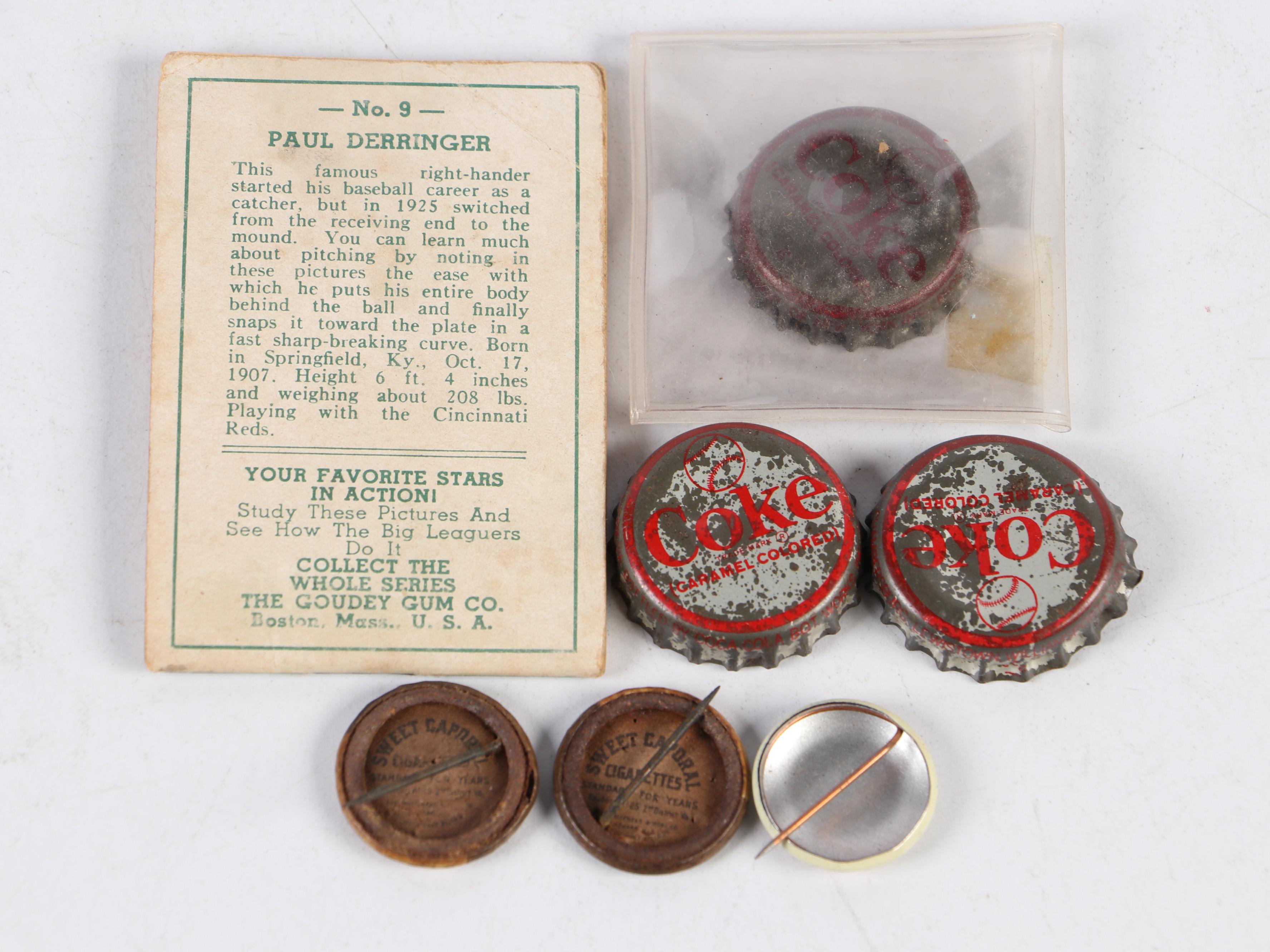Sweet Caporal Pins, with Goudey "Baseball Movies" Booklet and Coke ...