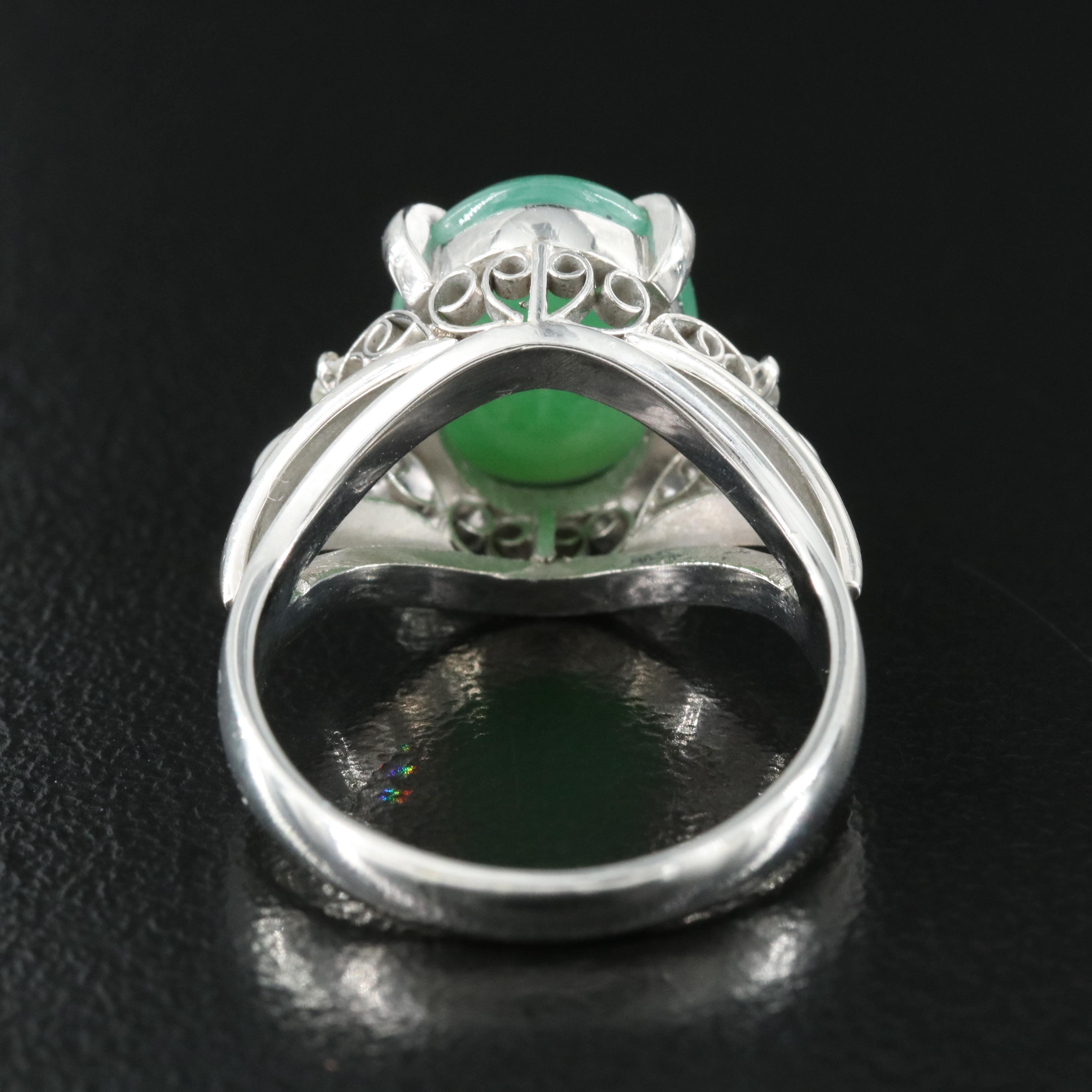 Platinum Jadeite and Diamond Ring | EBTH