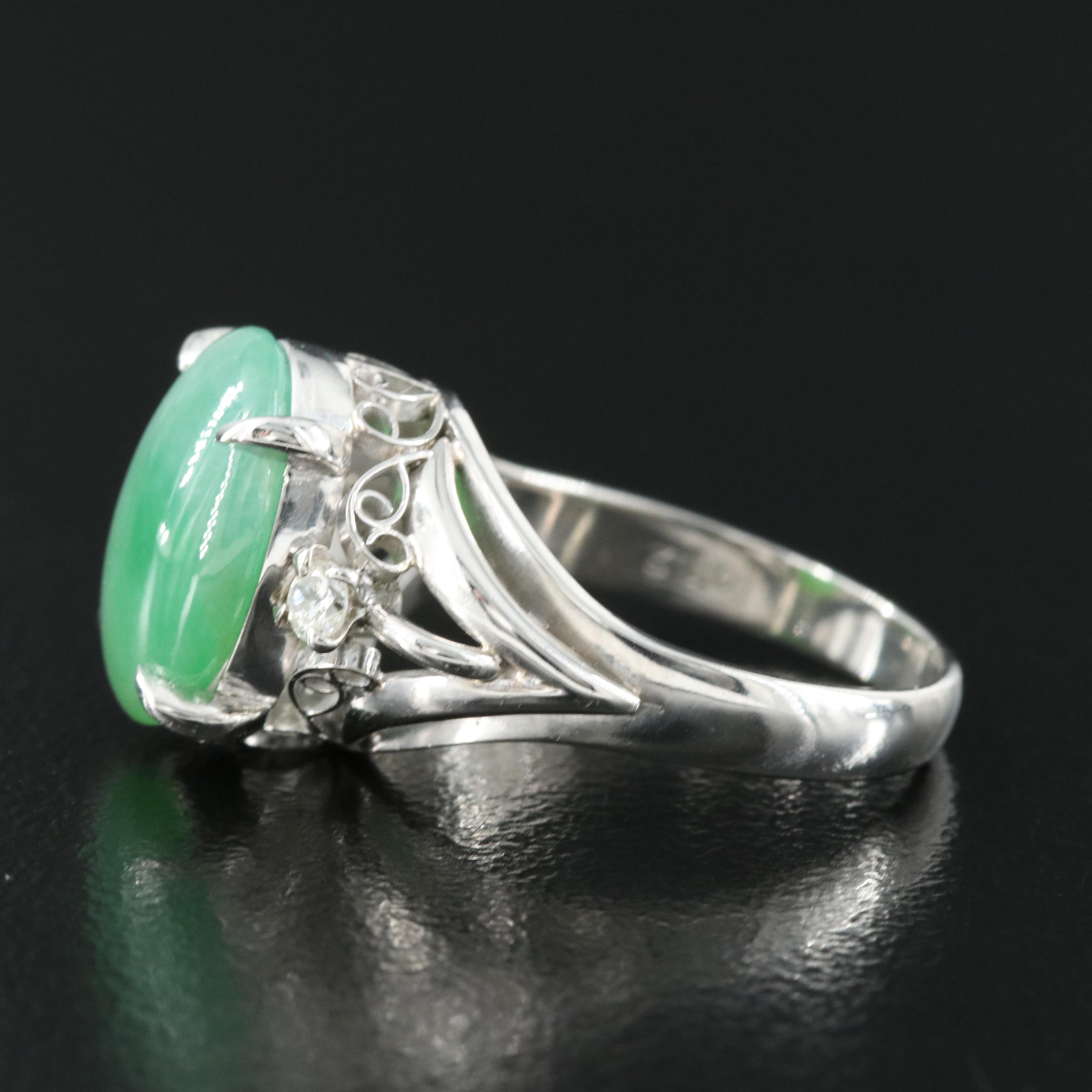 Platinum Jadeite and Diamond Ring | EBTH