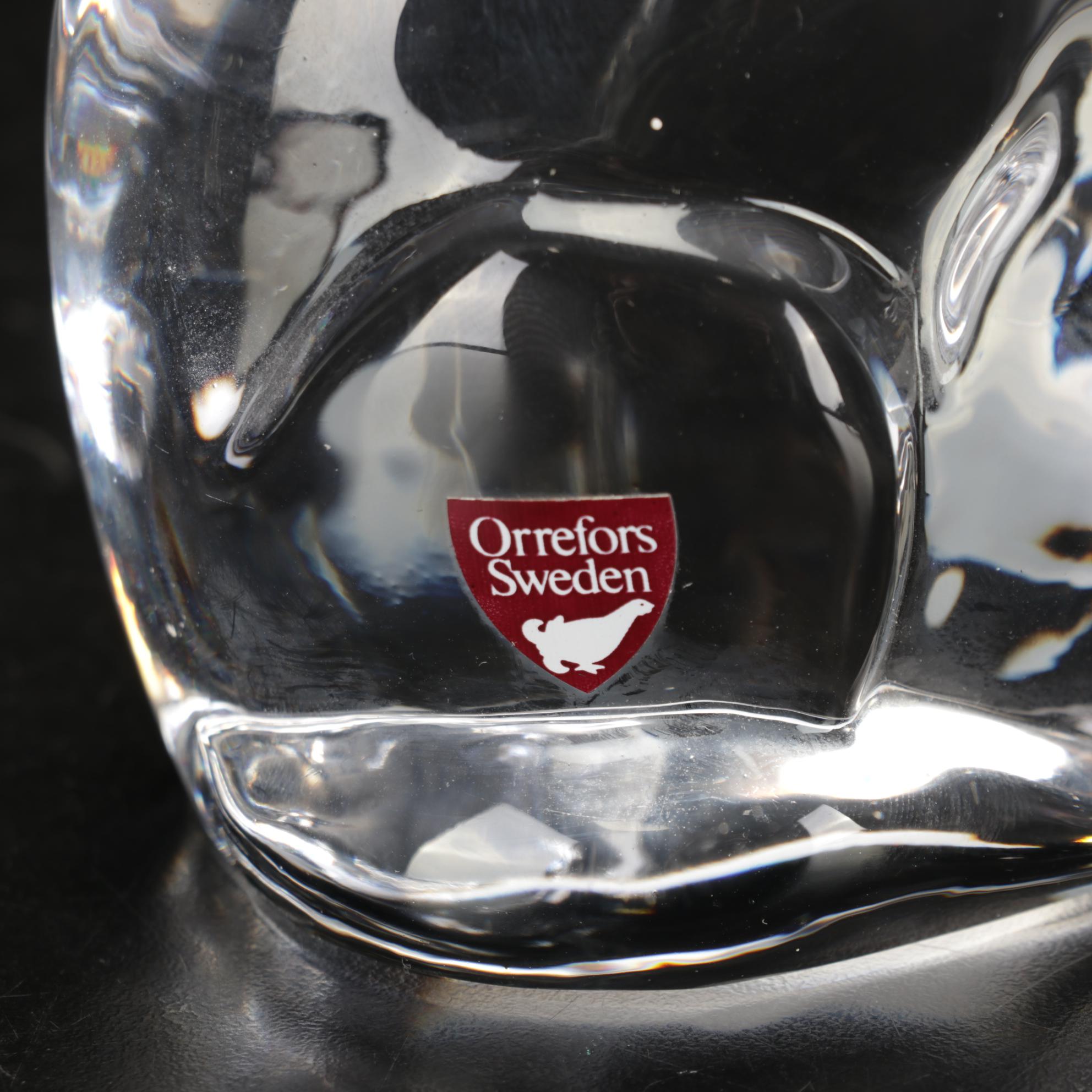 John Hardy Sterling and Crystal Paperweight With Orrefors Crystal Cat ...