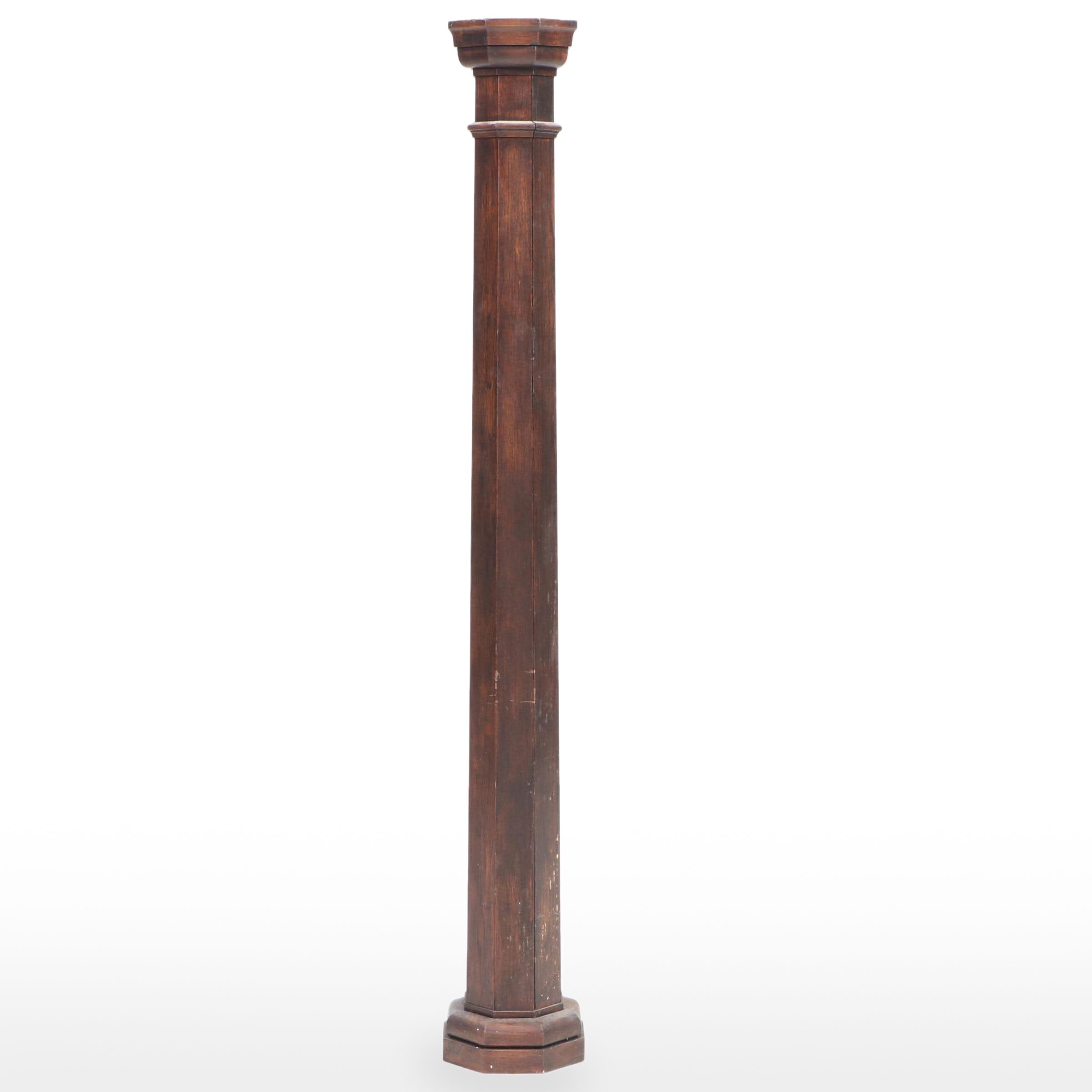 Octagonal Mahogany Stain Oak Wood Pillar | EBTH