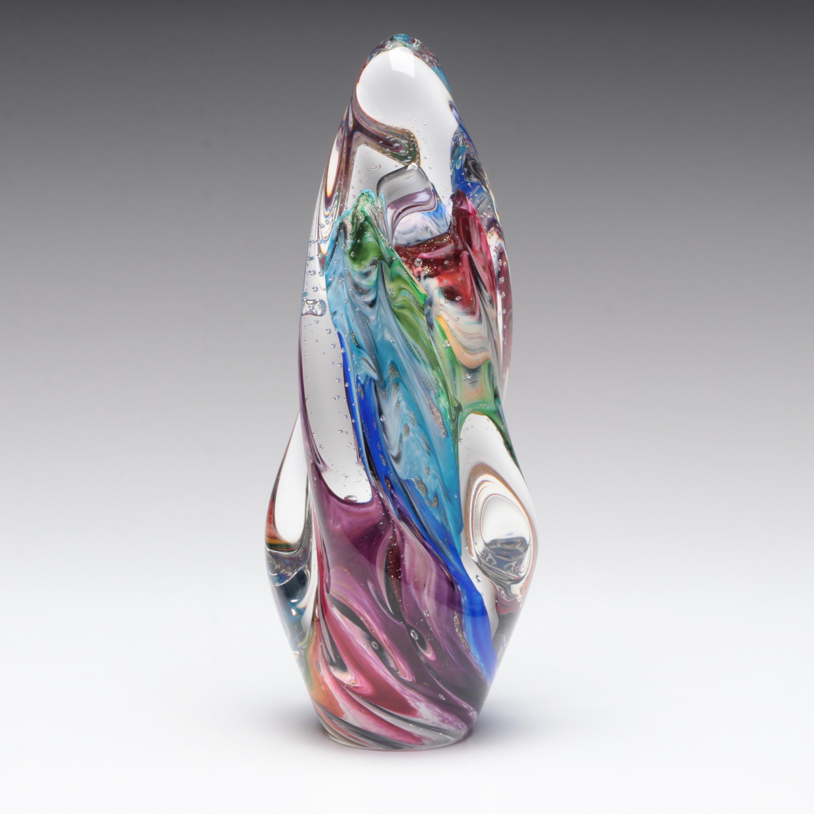 Marilyn Kimble Holt Multicolor and Controlled Bubble Art Glass ...