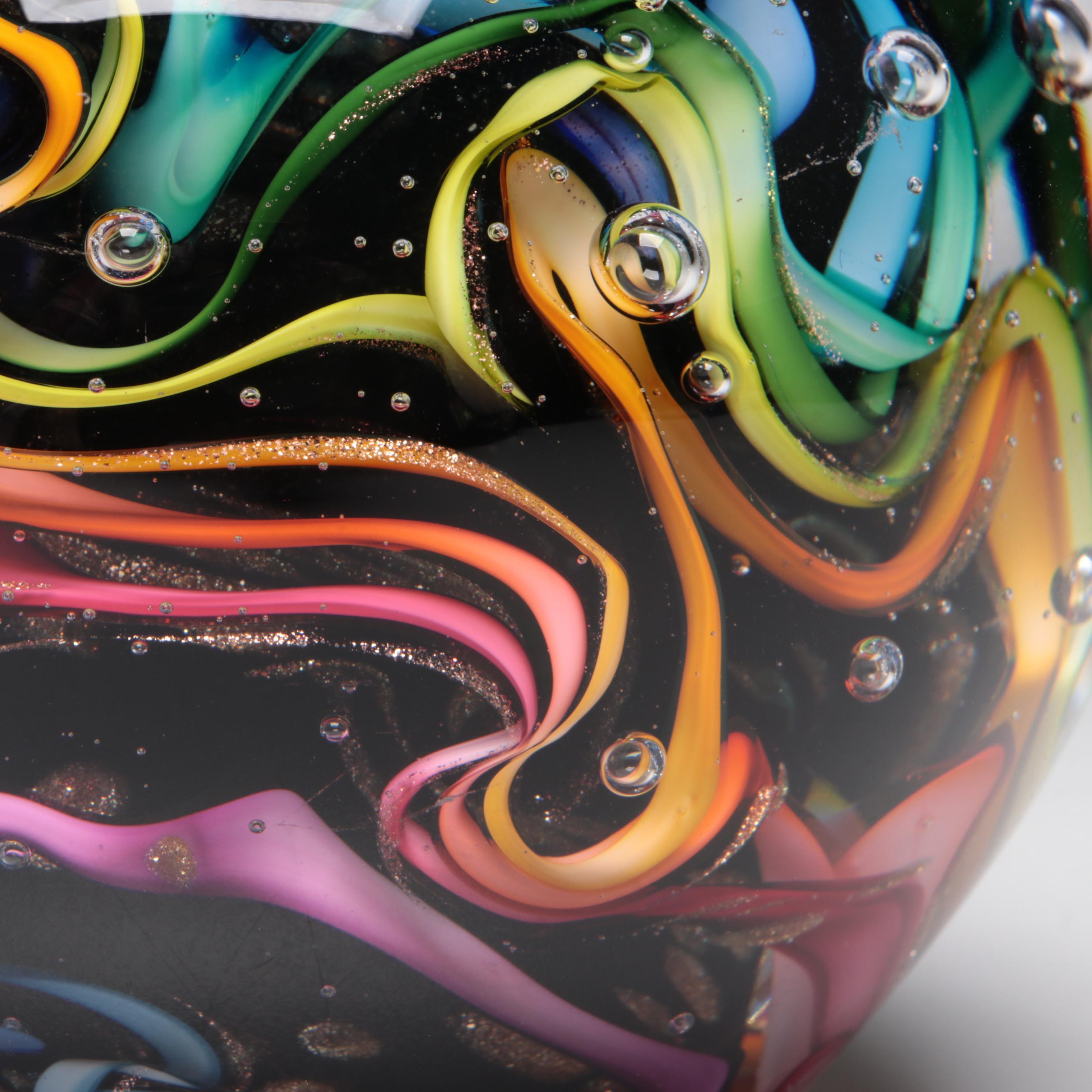 Marilyn Kimble Holt Swirled Multicolor Filigree Art Glass Paperweight ...