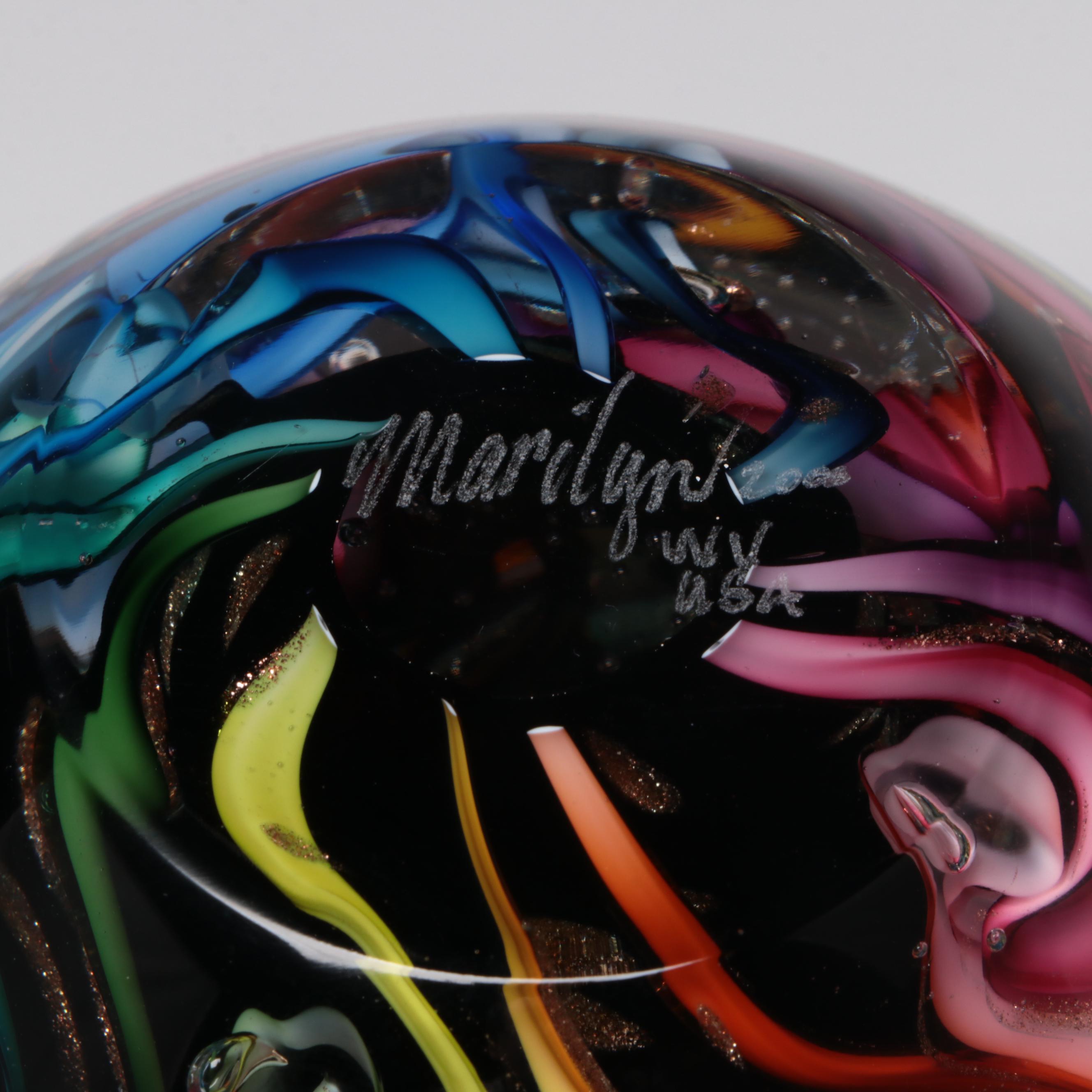 Marilyn Kimble Holt Swirled Multicolor Filigree Art Glass Paperweight ...