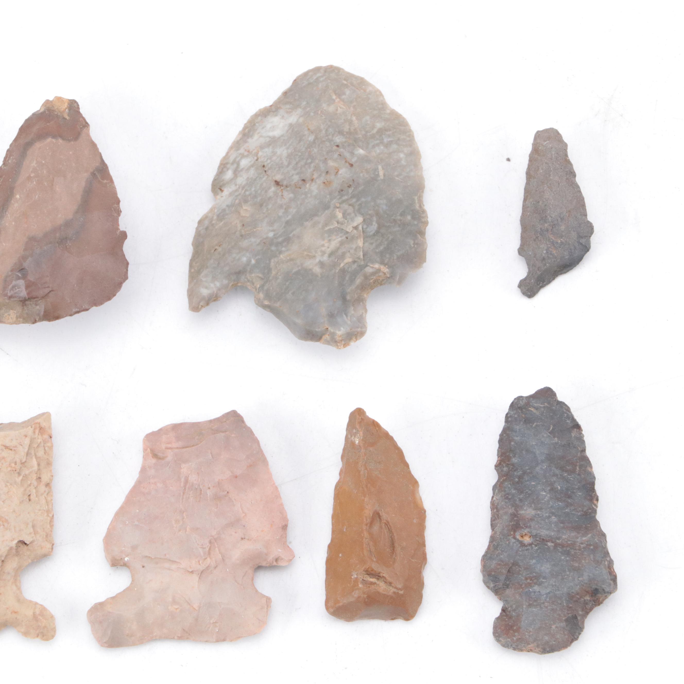 Knapped Stone Projectile Points With Polished Orthoceras | EBTH