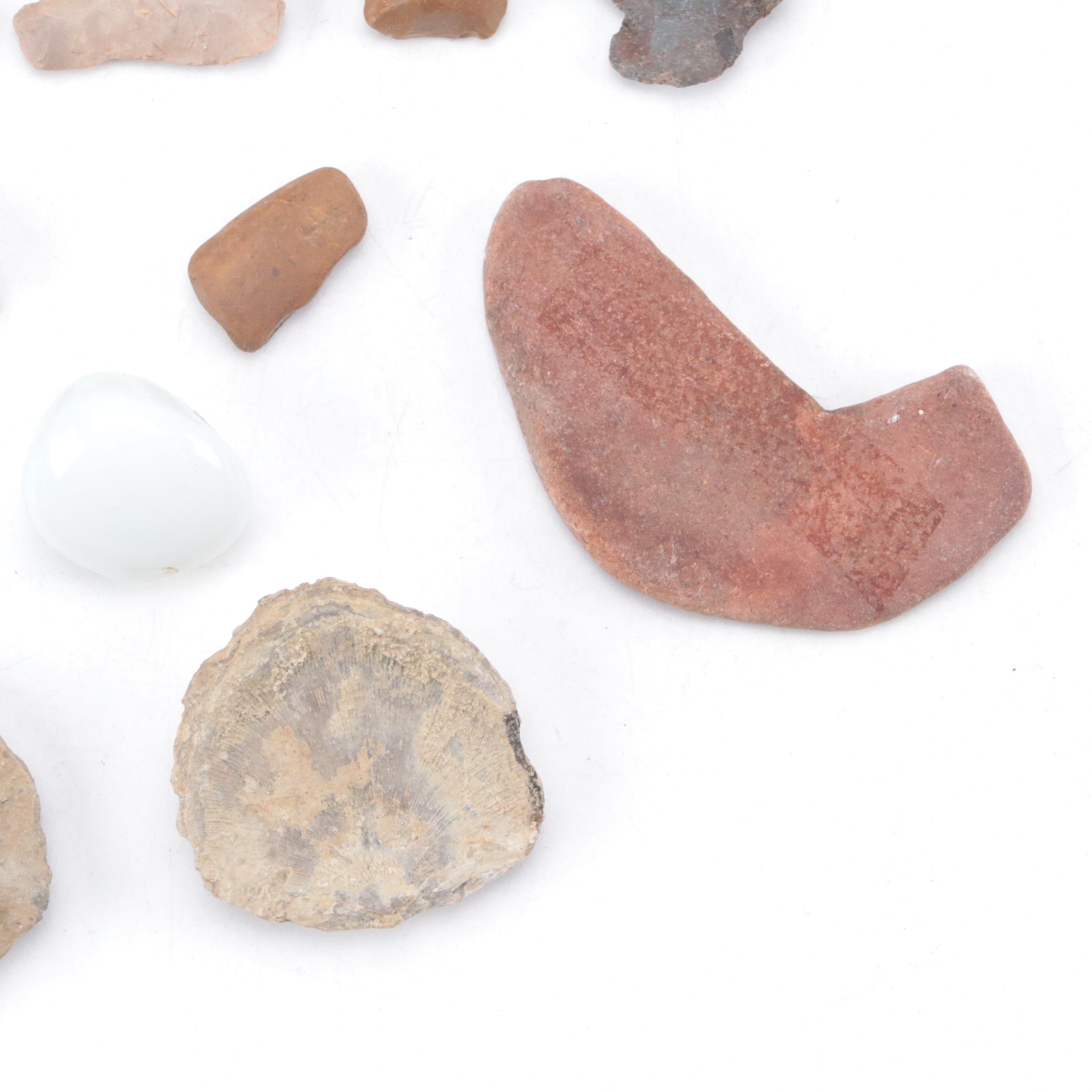 Knapped Stone Projectile Points With Polished Orthoceras | EBTH