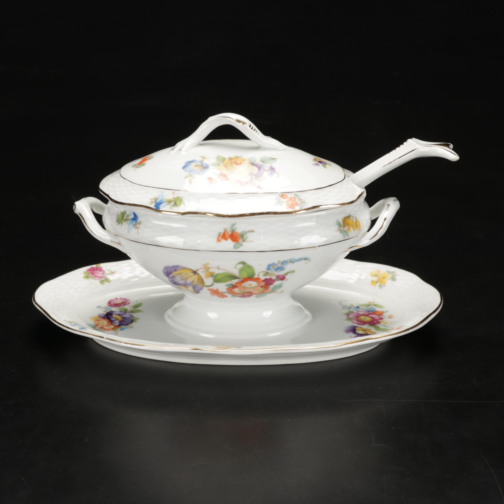 Carl Teichert Meissen Porcelain Floral Tureens With Serving Platter ...