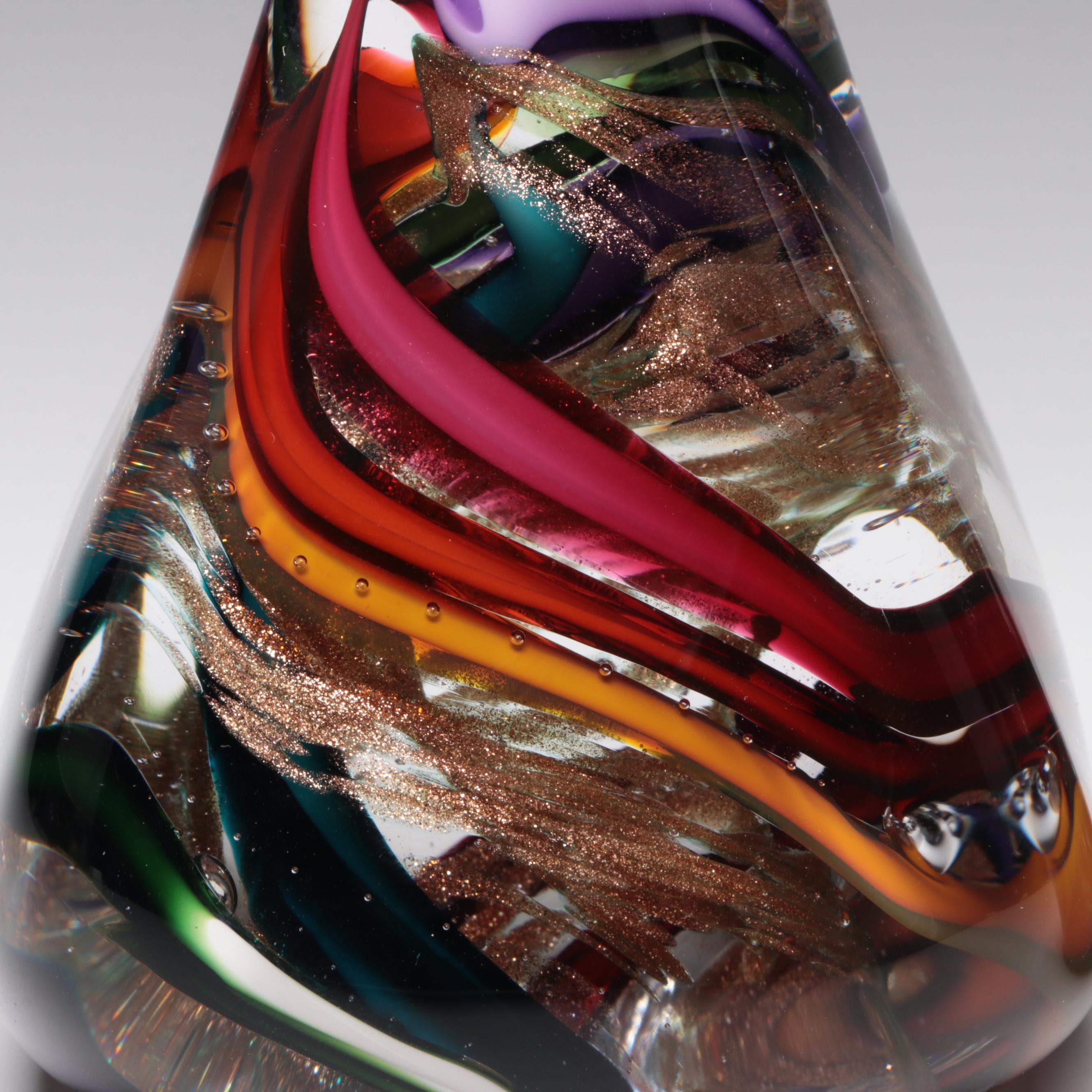 Marilyn Kimble Holt Swirled Multicolor Filigree Art Glass Paperweights ...