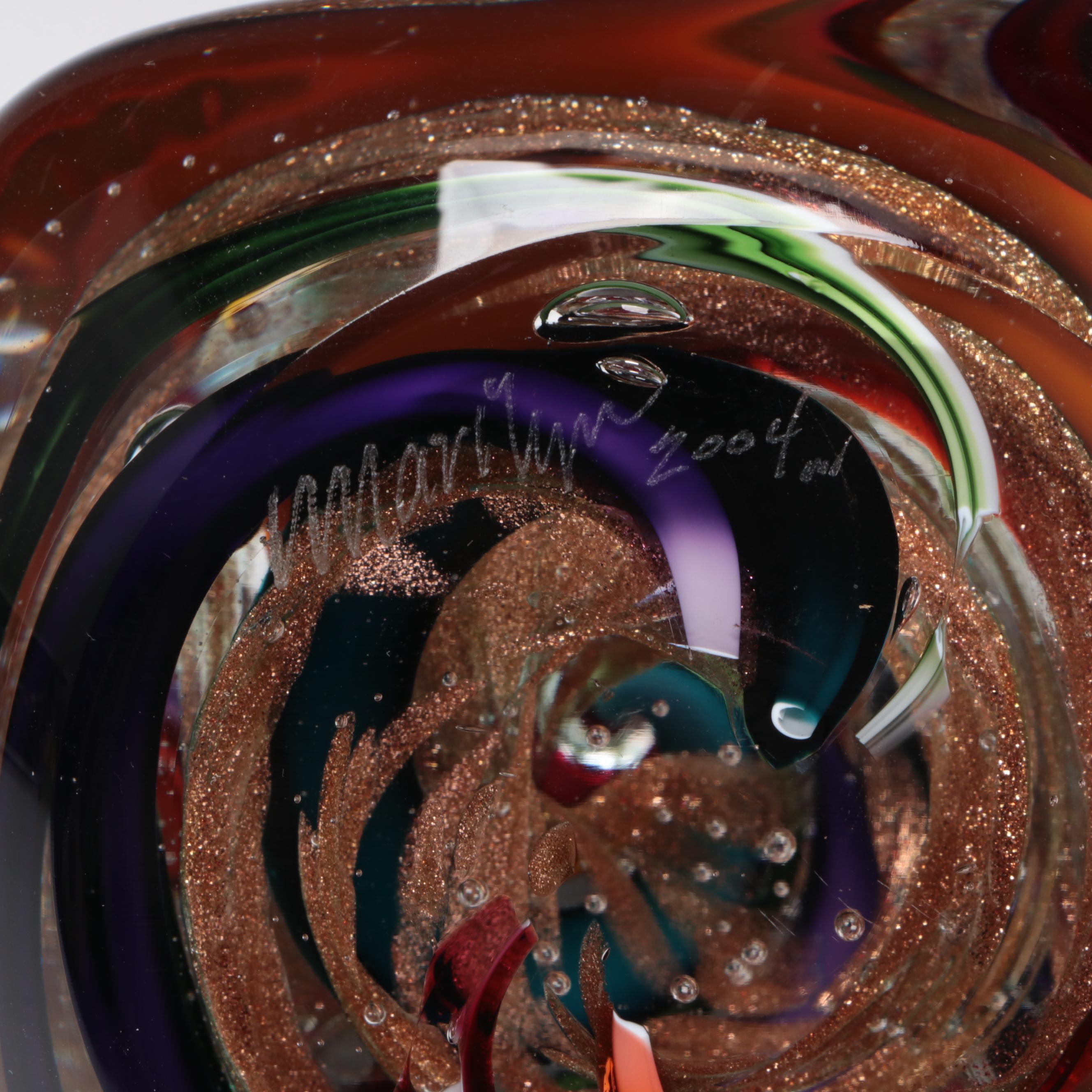 Marilyn Kimble Holt Swirled Multicolor Filigree Art Glass Paperweights ...