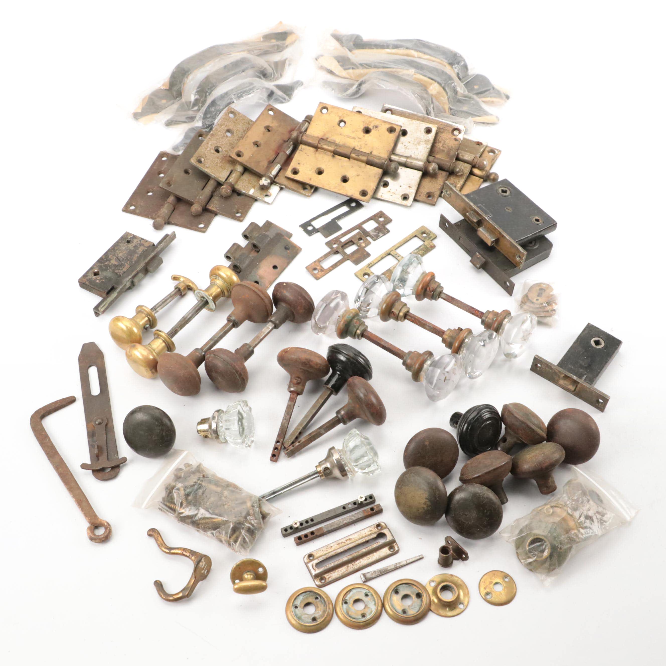 Glass, Brass, and Metal Door Knobs, Hinges, and Other Door Hardware, Vintage | Everything But ...