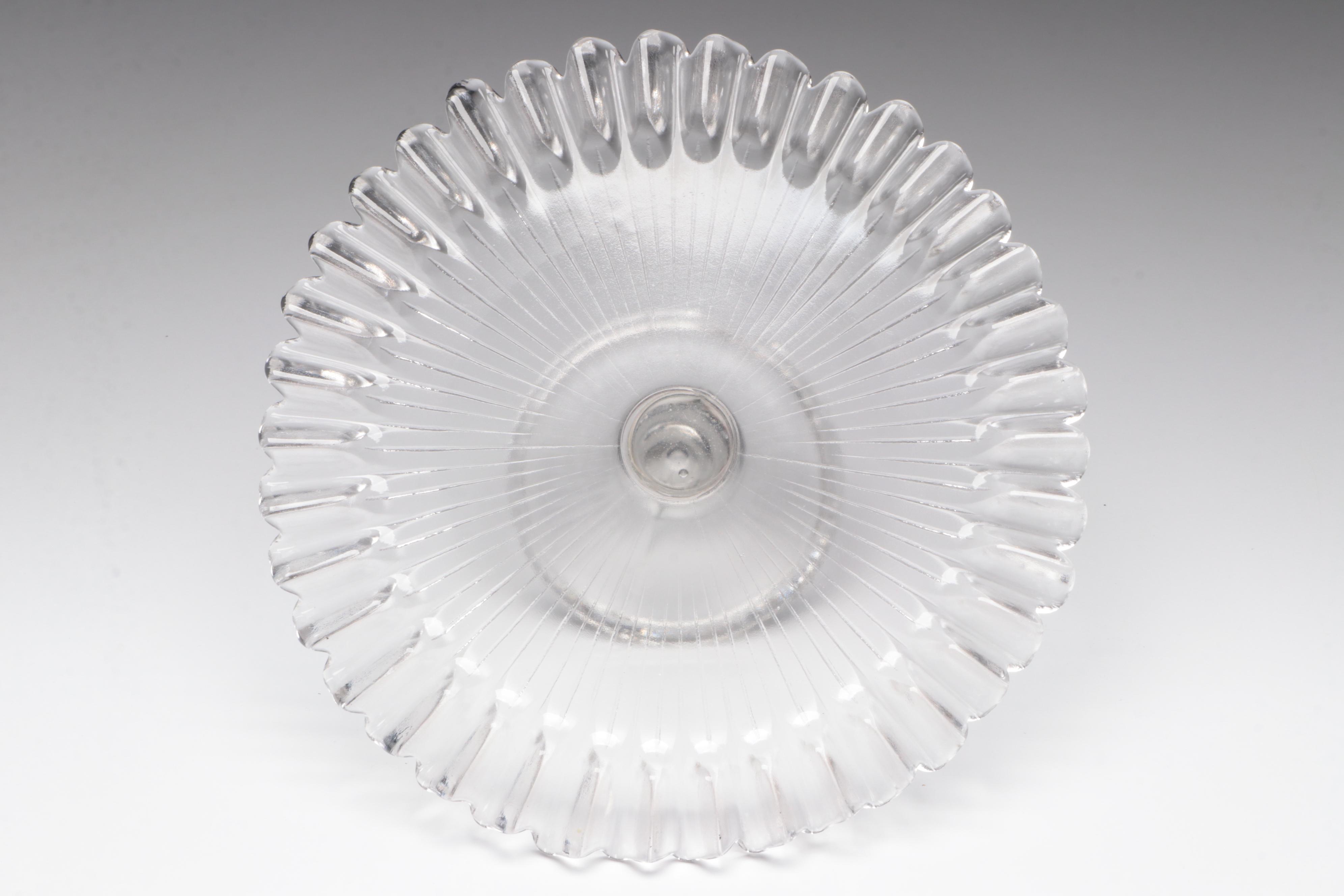 Pressed Glass Cake Stand with Greek Key Platter and Waterford ...