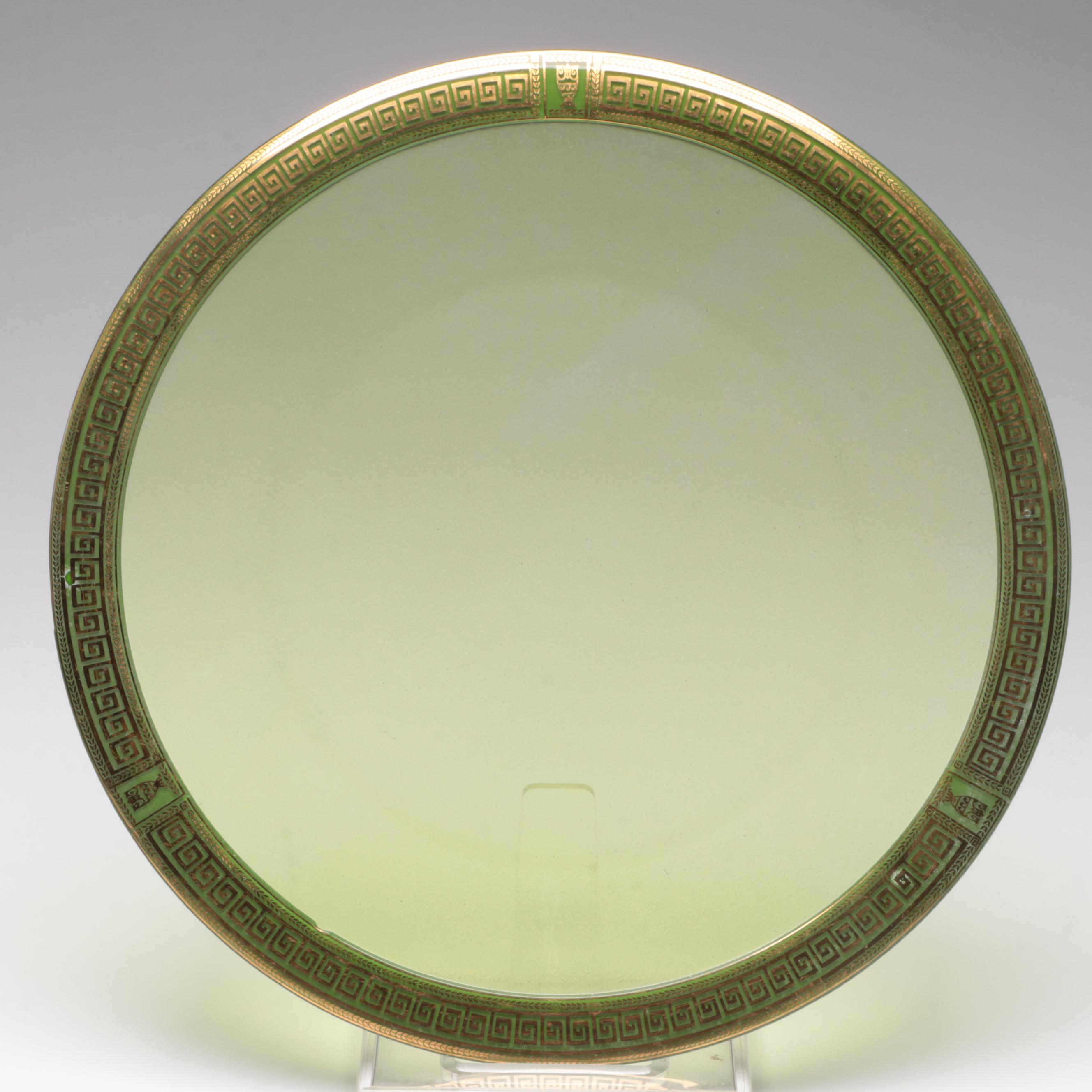 Pressed Glass Cake Stand with Greek Key Platter and Waterford ...