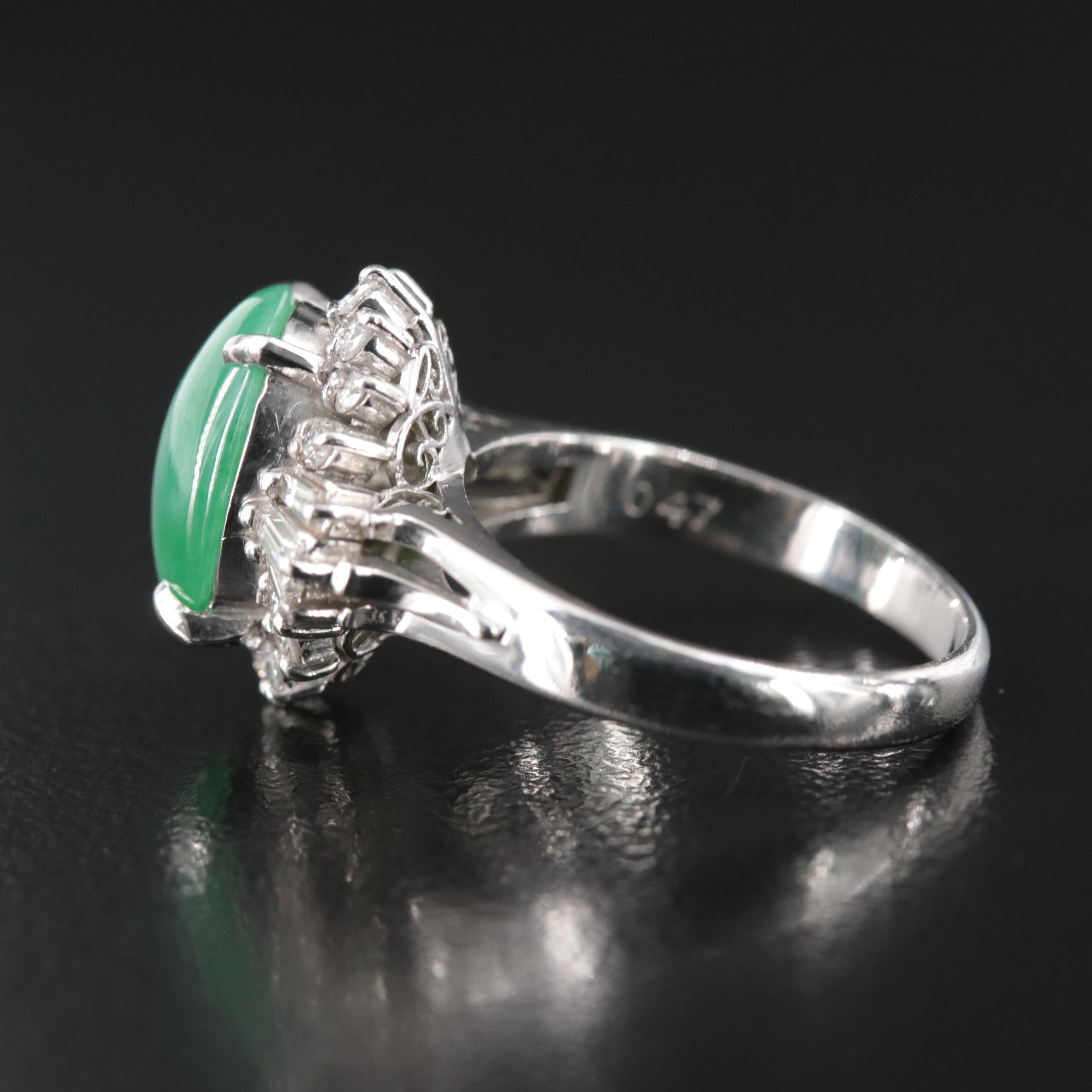 Platinum Jadeite Ring with Diamond Halo | EBTH